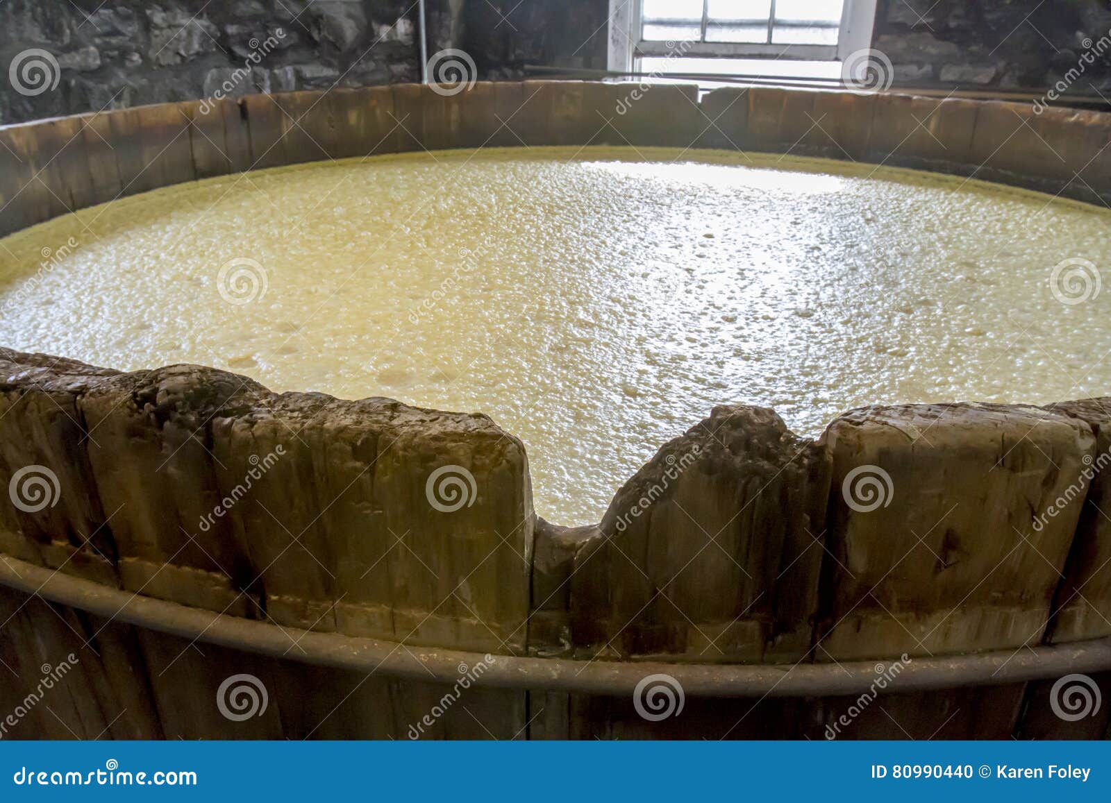 Mash in Oak Fermentation Barrels Stock Photo - Image of stone, wood ...