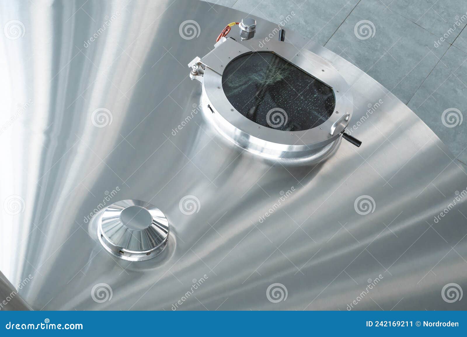 Mash Vats of a Brewery. Large Metal Fermentation Tanks Stock Image ...