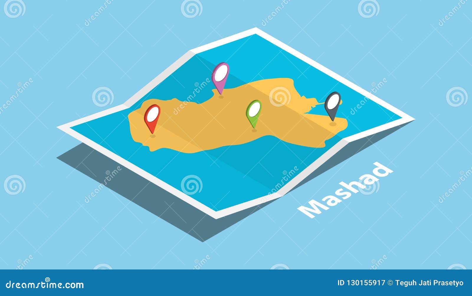 Mashad Mashhad Iran Explore Maps with Isometric Style and Pin Location ...