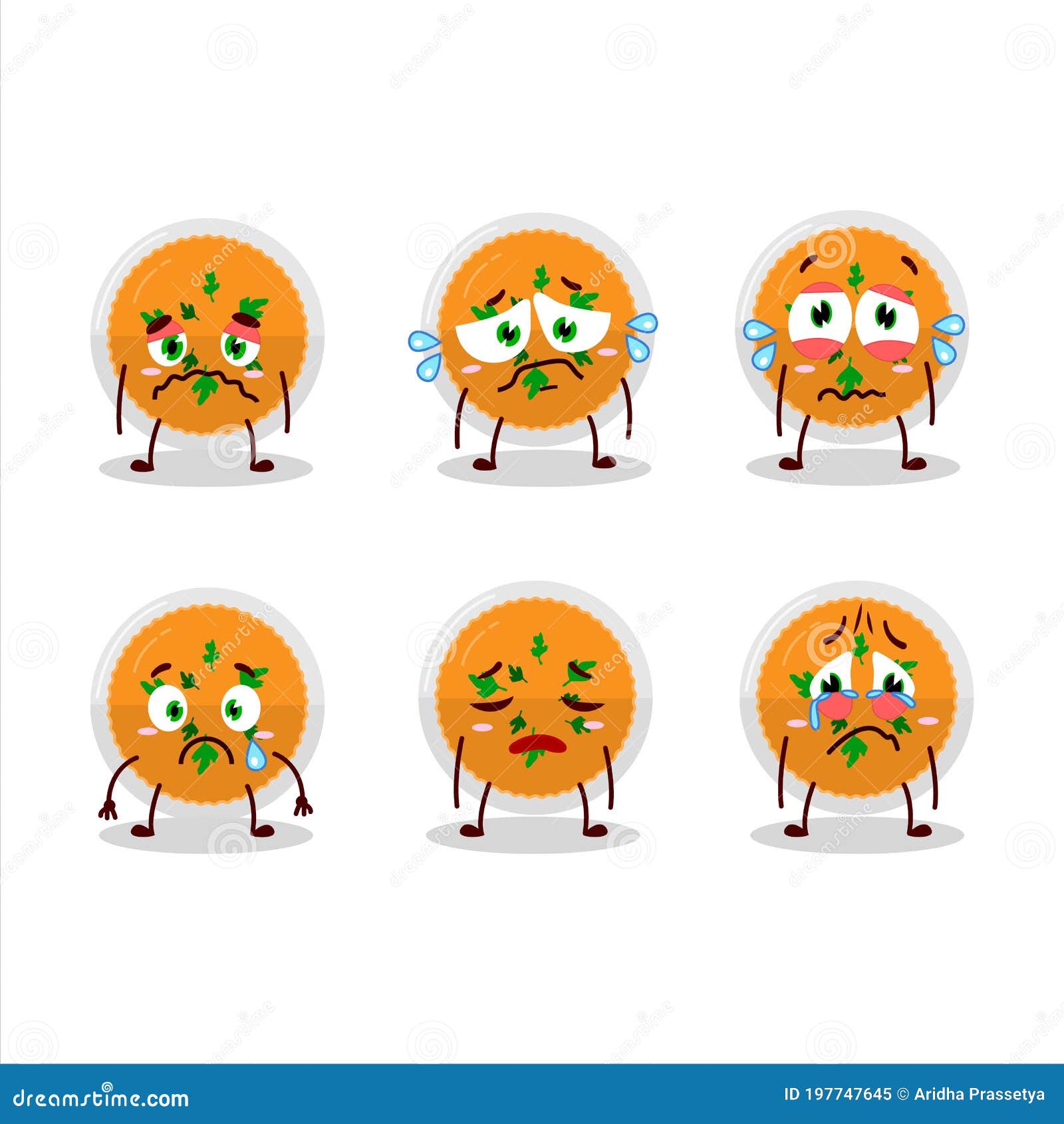 Mashed Orange Potatoes Cartoon Character with Sad Expression Stock ...