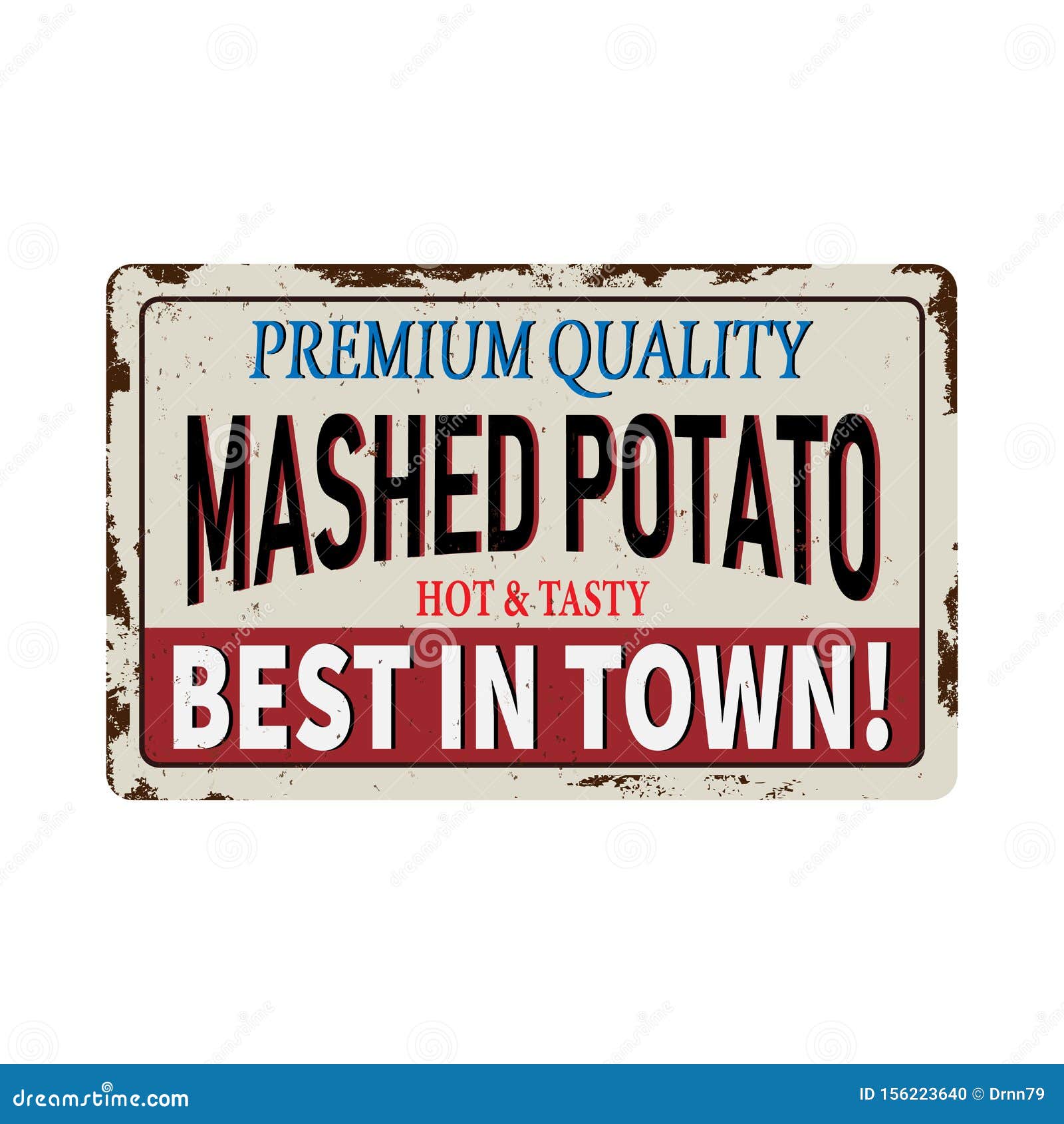 Mashed Potato Premium Qualit Vintage Rusty Metal Sign Vector ...