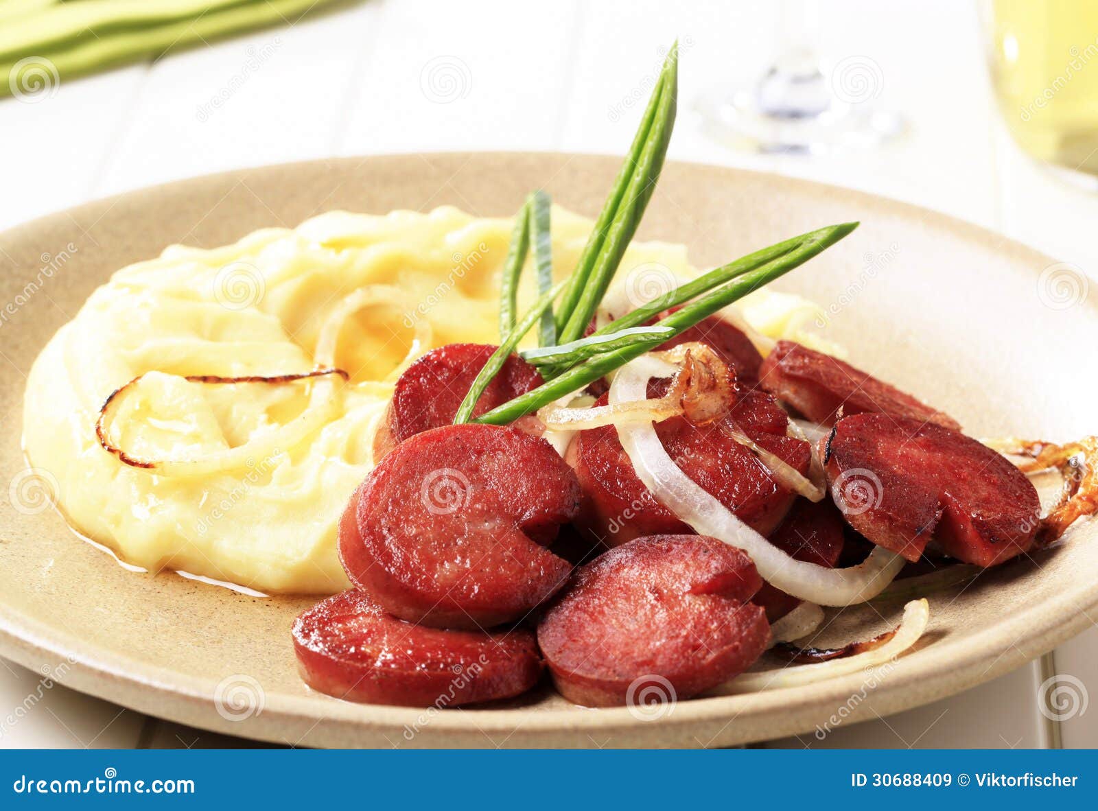 Mashed Potato and Roasted Sausage Stock Image - Image of mashed, puree ...