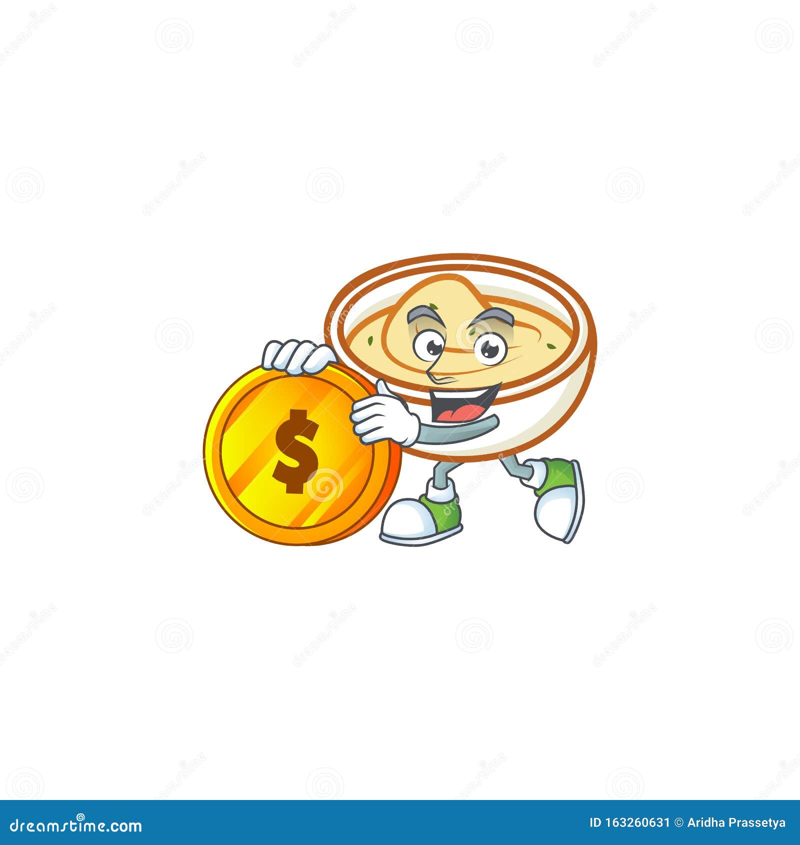 Mashed Potatoes in Bowl with Bring Coin Character Stock Vector ...