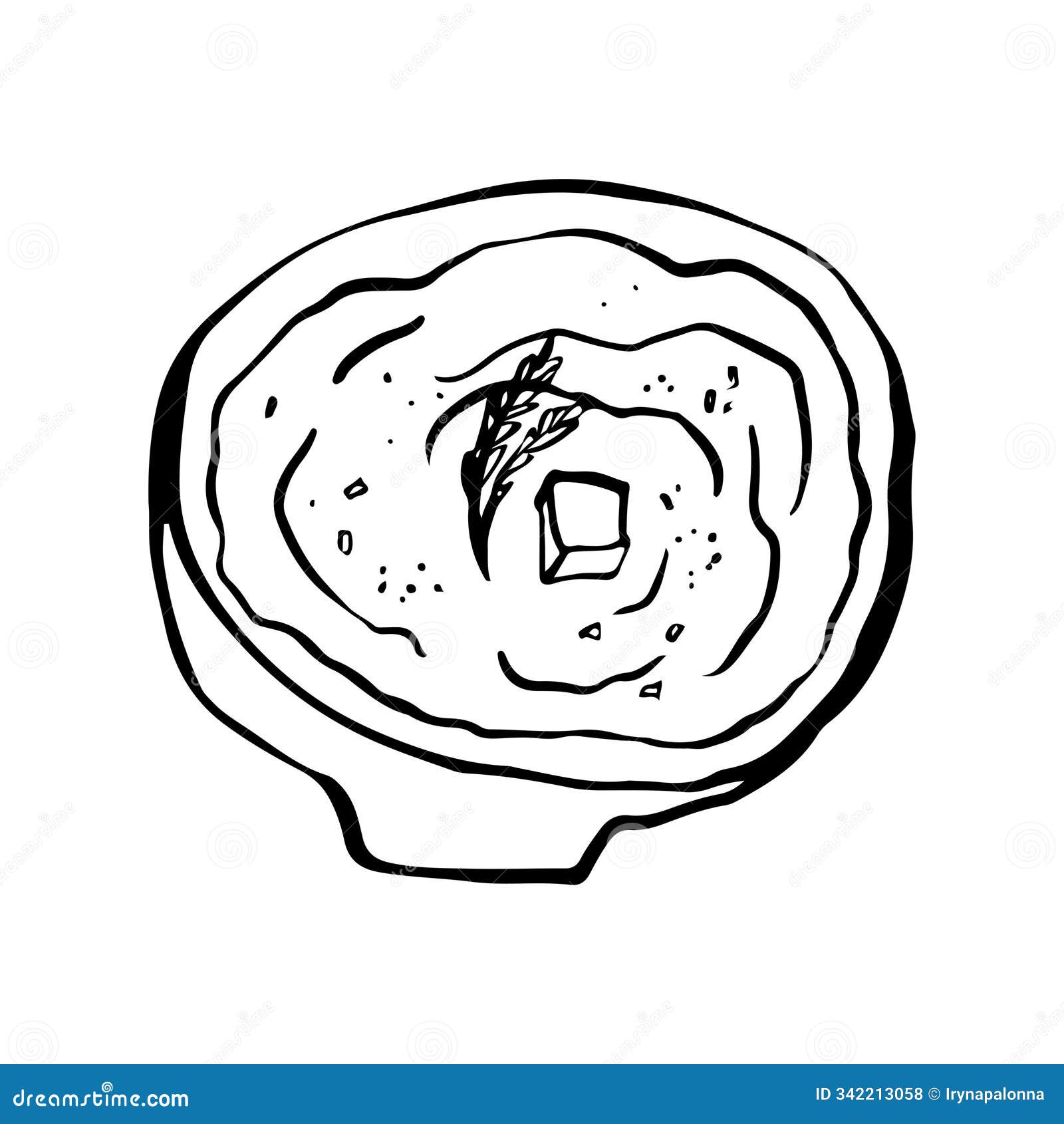 Mashed Potatoes in a Bowl, Doodle Sketch Drawing, Vector Illustration ...