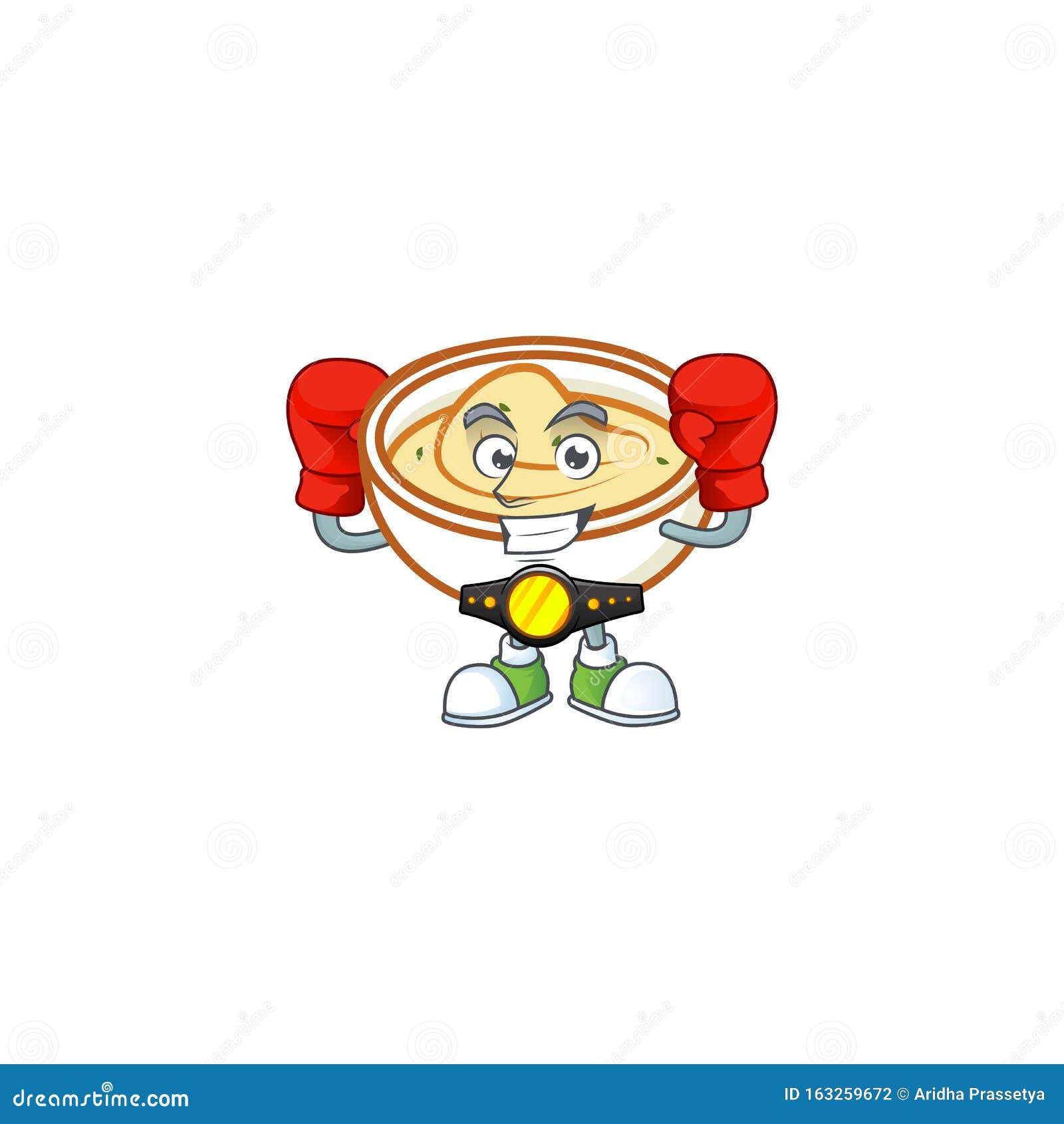 Mashed Potatoes Cartoon Character with Mascot Boxing. Stock Vector ...