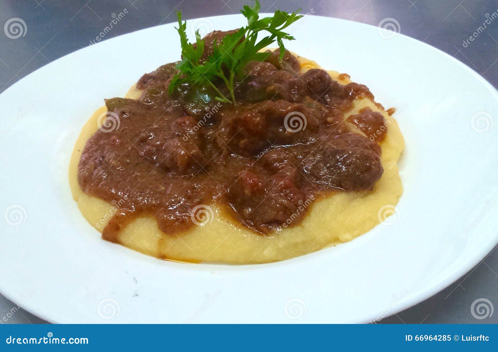 Mashed Potatoes and Cooked Meat Stock Image - Image of sauce, mashed ...