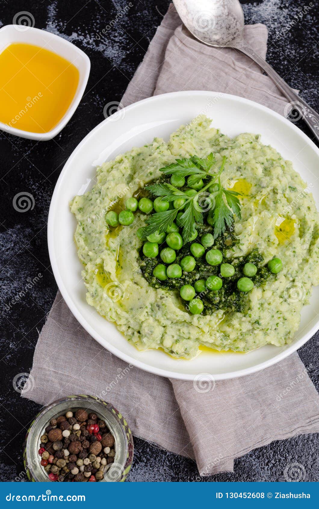 Mashed Potatoes with Green Peas Stock Photo - Image of dinner, mash ...
