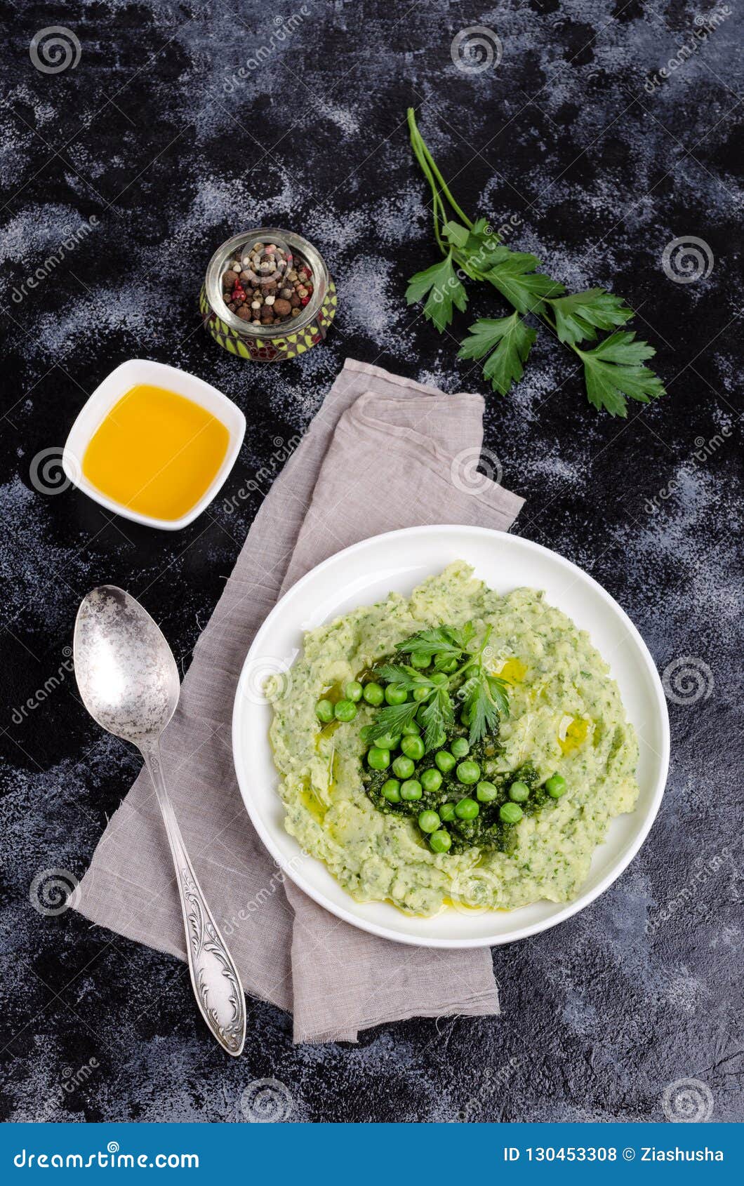 Mashed Potatoes with Green Peas Stock Photo - Image of fresh, plate ...