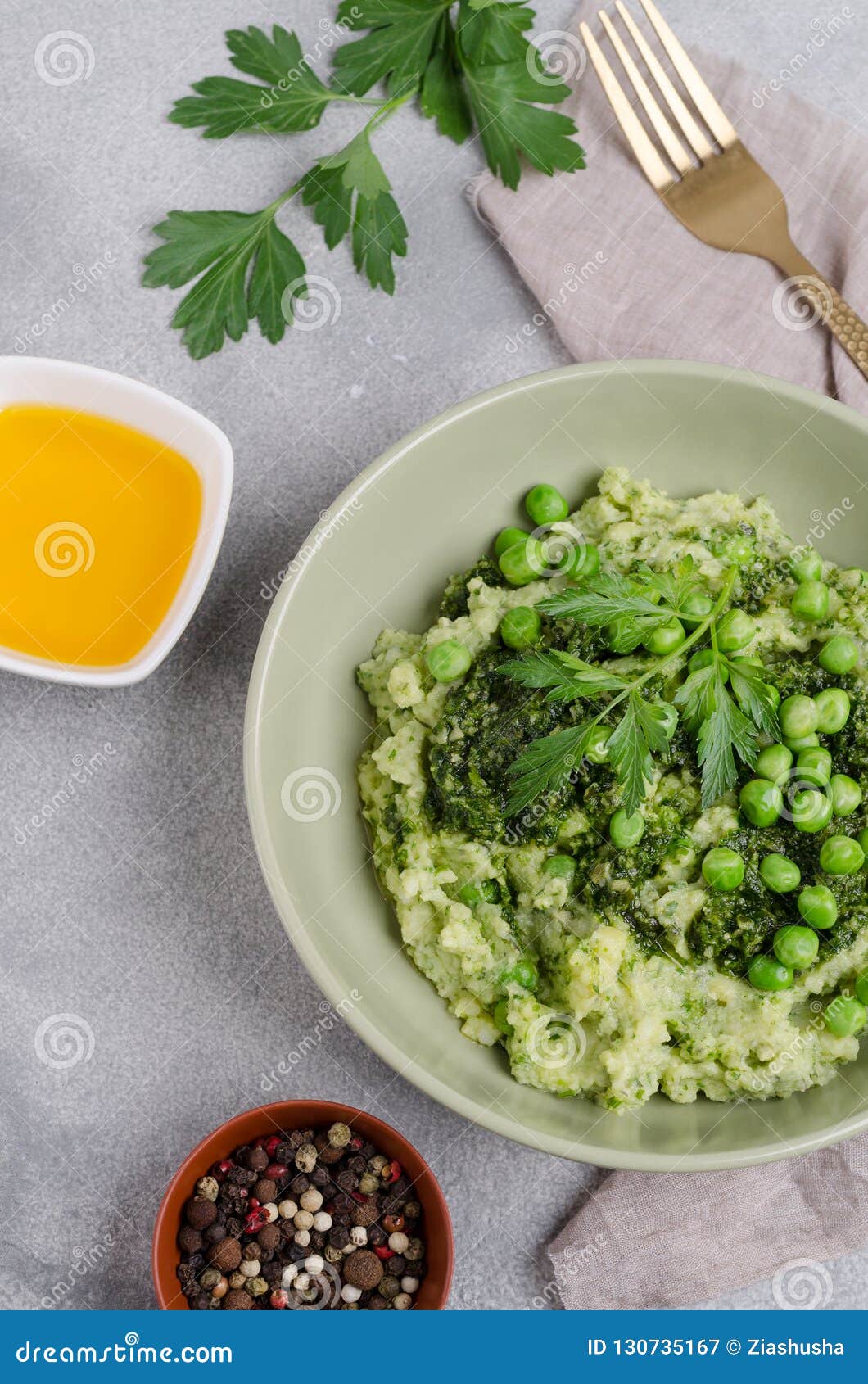 Mashed Potatoes with Green Peas Stock Image - Image of potatoes, herb ...