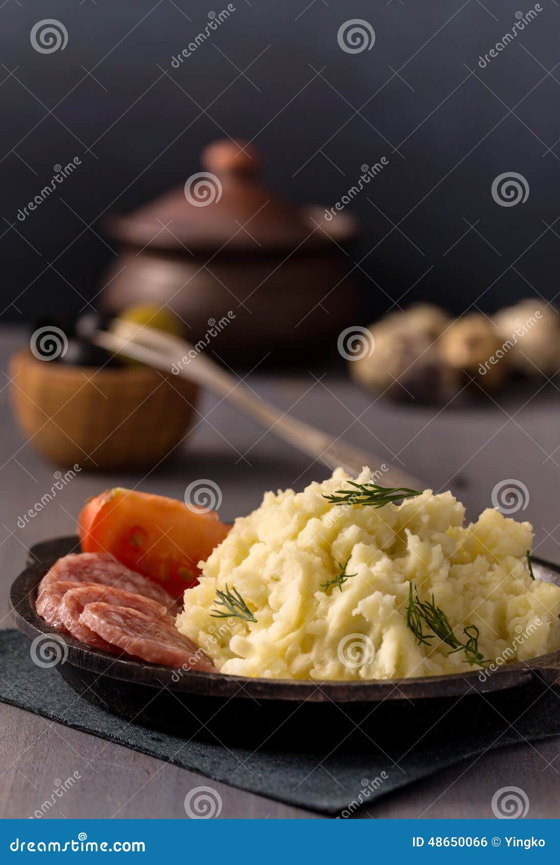 Mashed potatoes on plate stock photo. Image of dish, closeup - 48650066