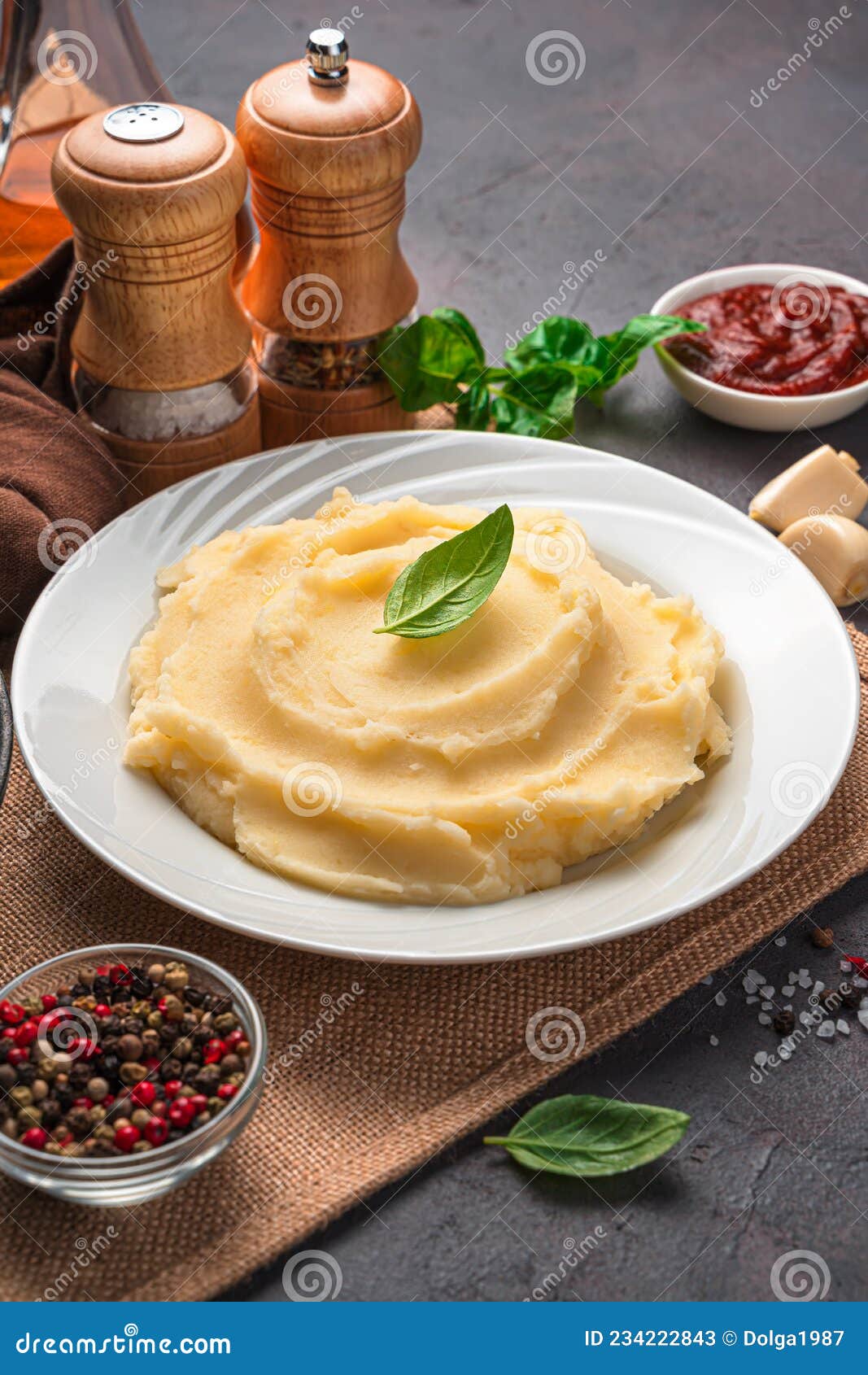 Mashed Potatoes Creamy Basil Sauce Stock Photos - Free & Royalty-Free ...