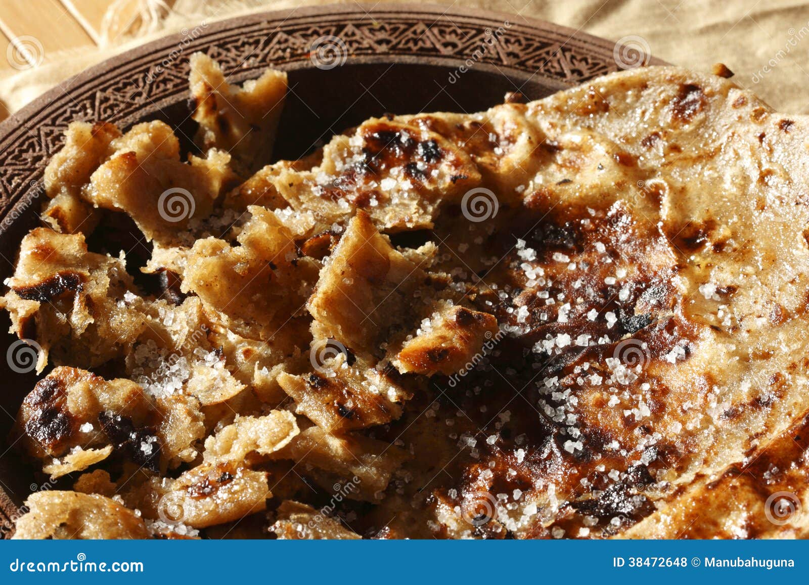 Roti With Sugar And Sweetened Condensed Milk. Thai Street Food Sweets ...