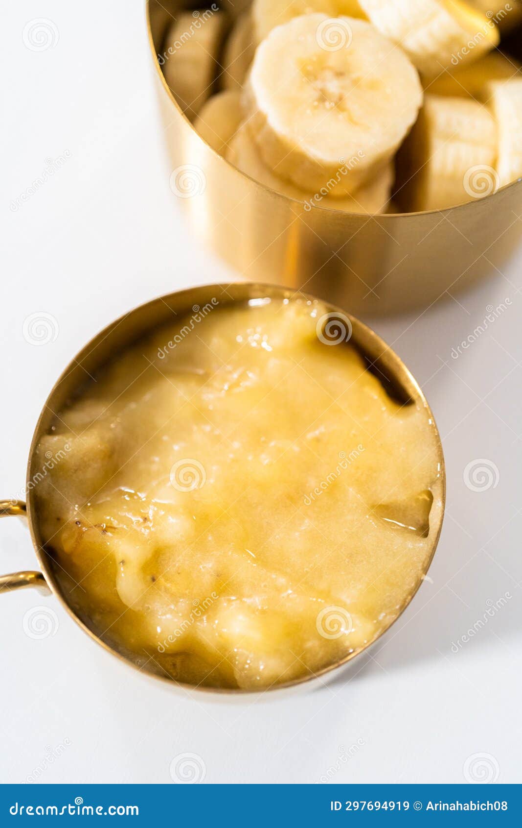 Mashed and sliced bananas stock image. Image of slice - 297694919