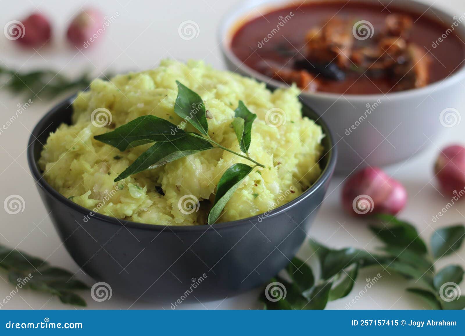 Mashed Tapioca Served with Pomfret Fish Curry. Boiled and Strained ...