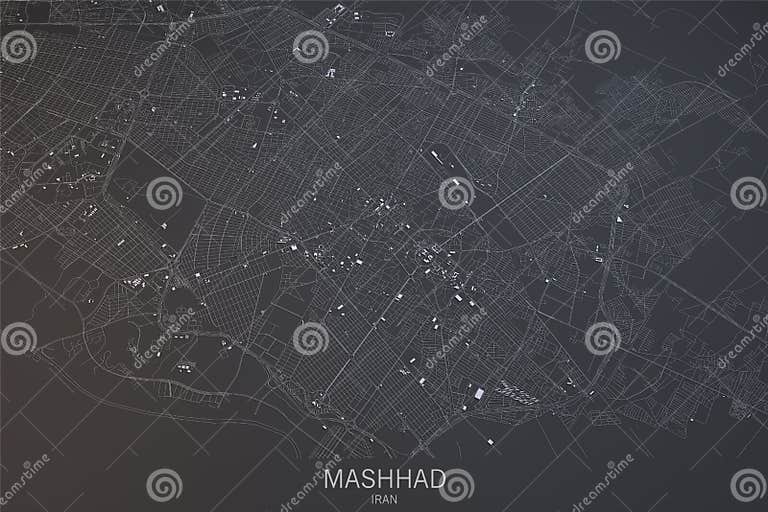 Mashhad Map, Satellite View, Iran Stock Illustration - Illustration of ...