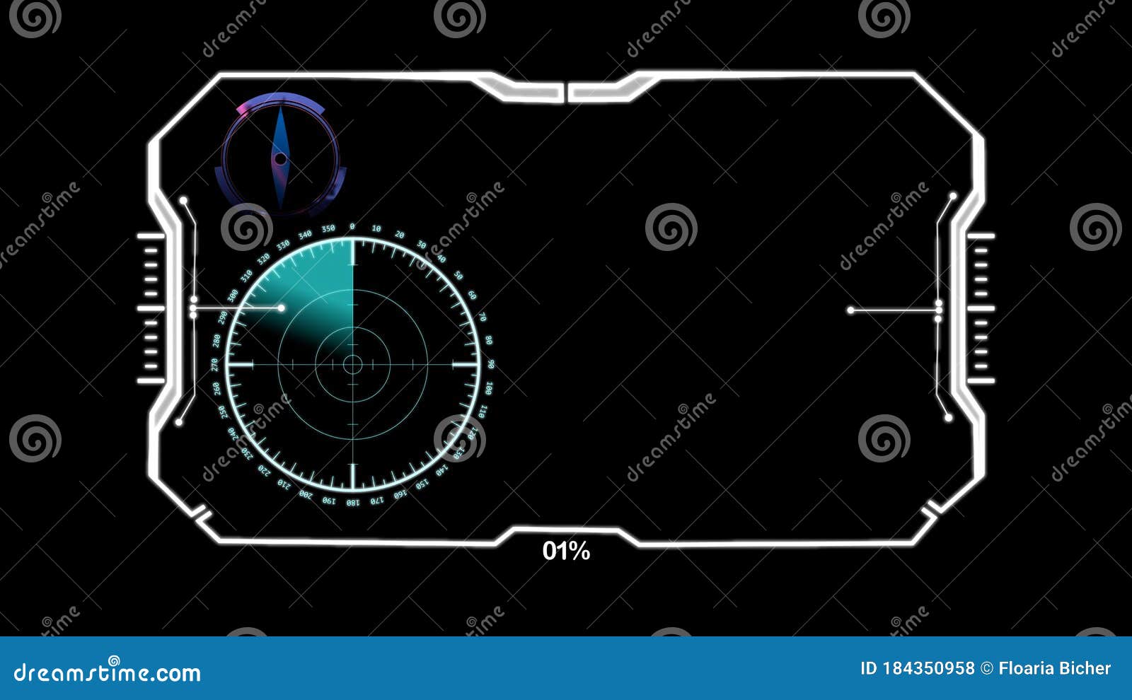 Rear Sight and Compass in a White Frame on a Black Background. Stock ...