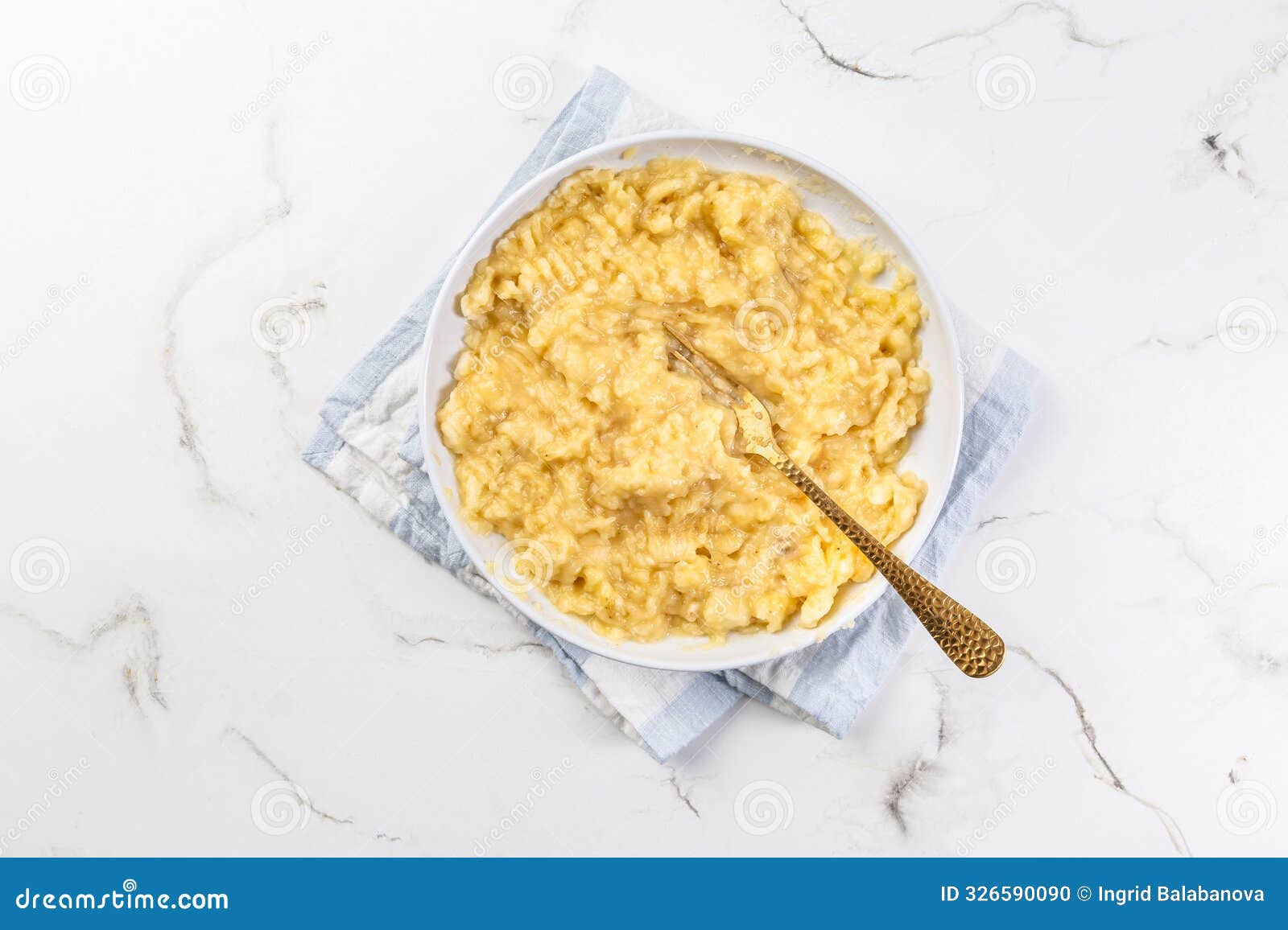 Mashing Overhyped Banana with Fork, Preparing Banana Cake Stock Photo ...