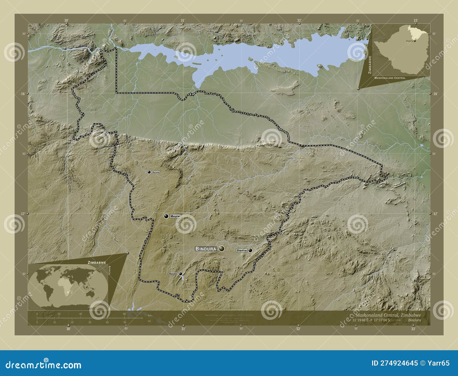 Mashonaland Central, Zimbabwe. Wiki. Labelled Points of Cities Stock ...