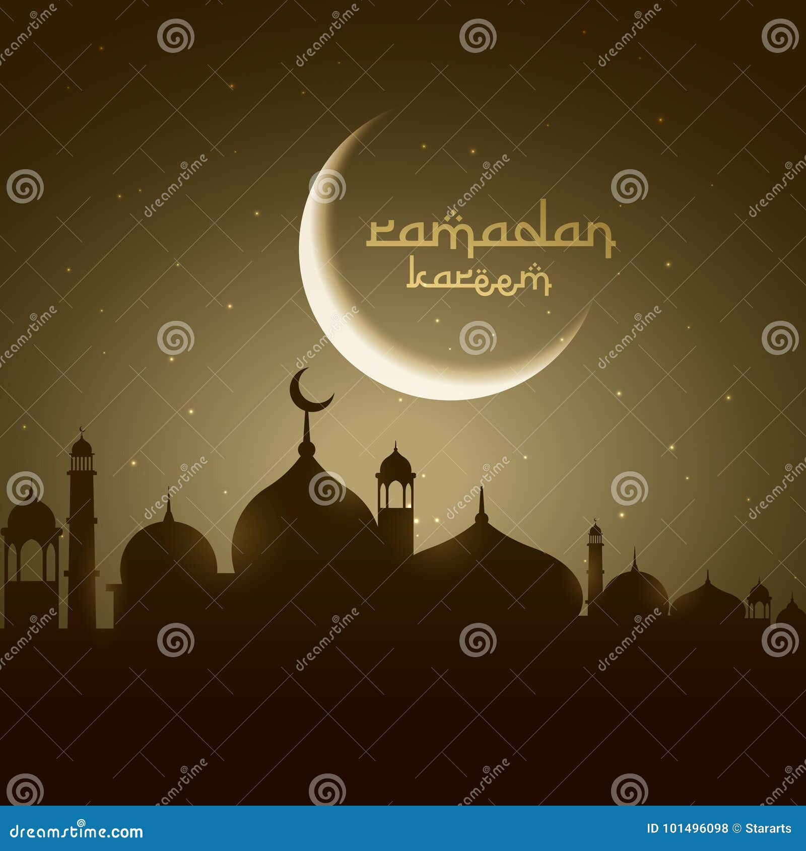 Masjid Silhouette With Moon Vector Illustration | CartoonDealer.com ...