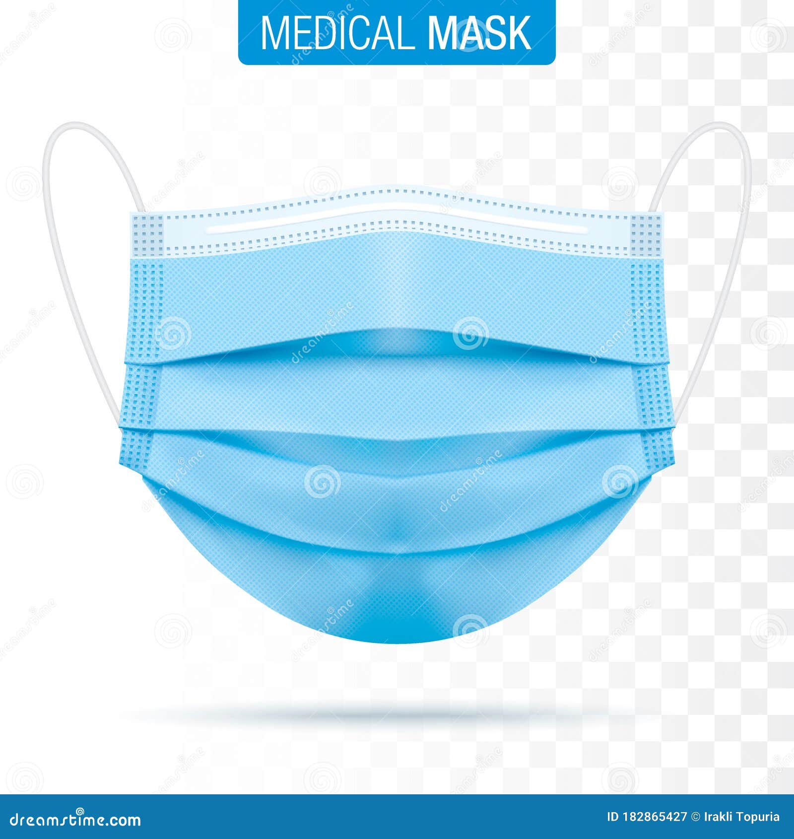 Blue Face Mask Isolated on Transparent Background. Stock Vector ...