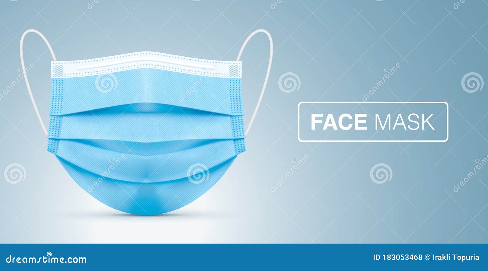 Medical Blue Face Mask, Vector Illustration. Stock Vector ...