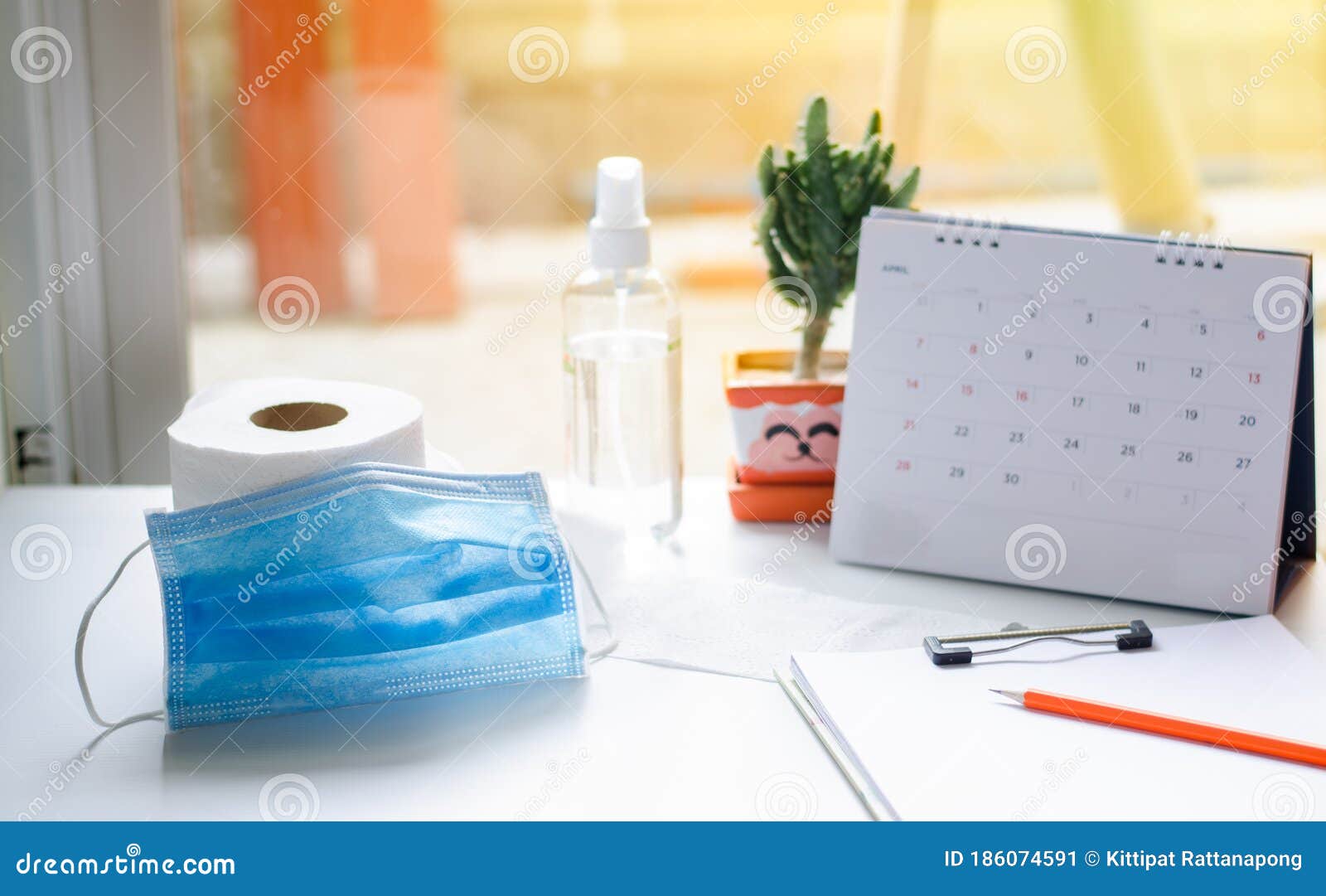 Mask and Alcohol To Prevent the Covid-19 Virus. Quarantine Concept ...