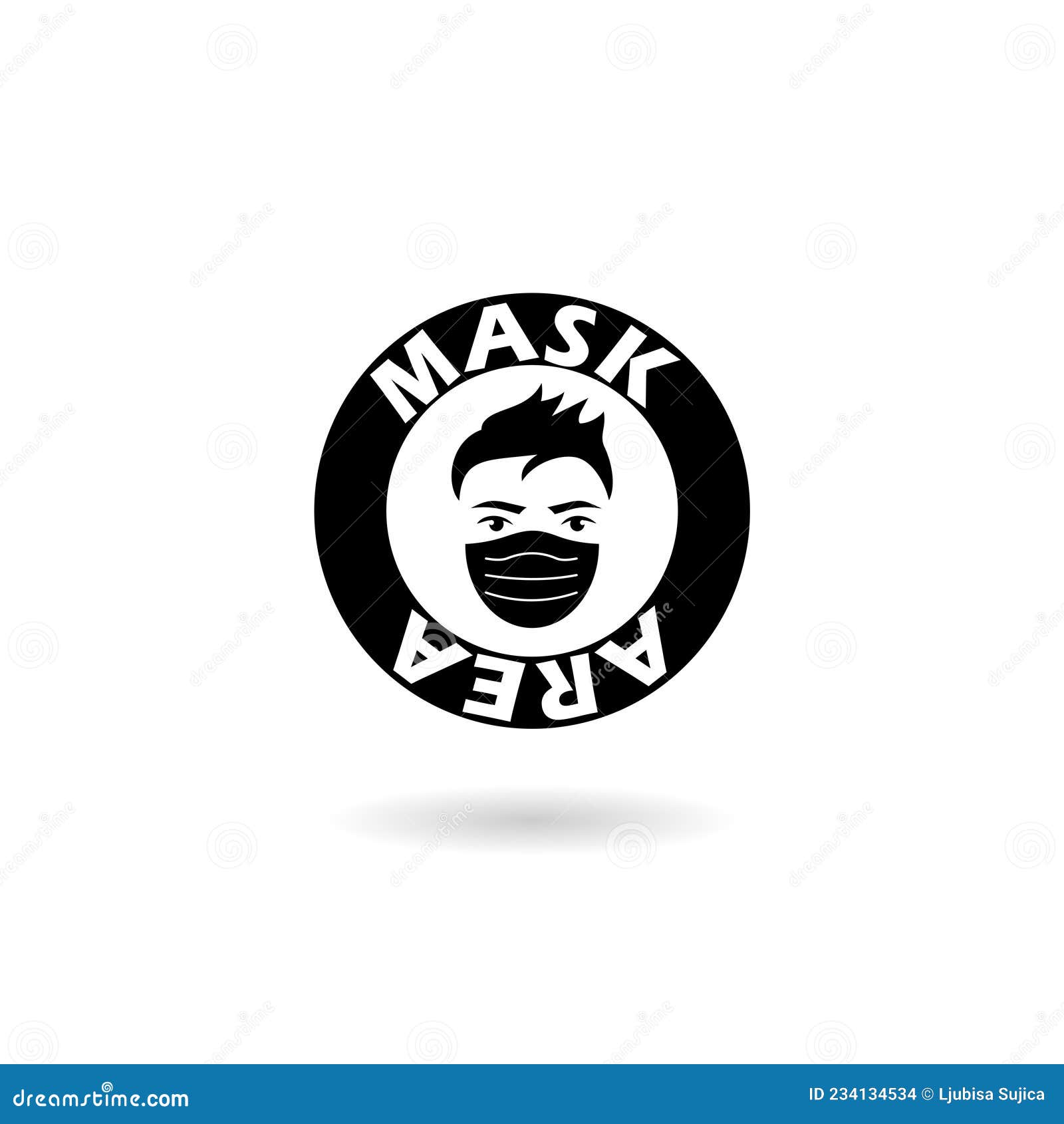Mask area icon with shadow stock vector. Illustration of prevention ...