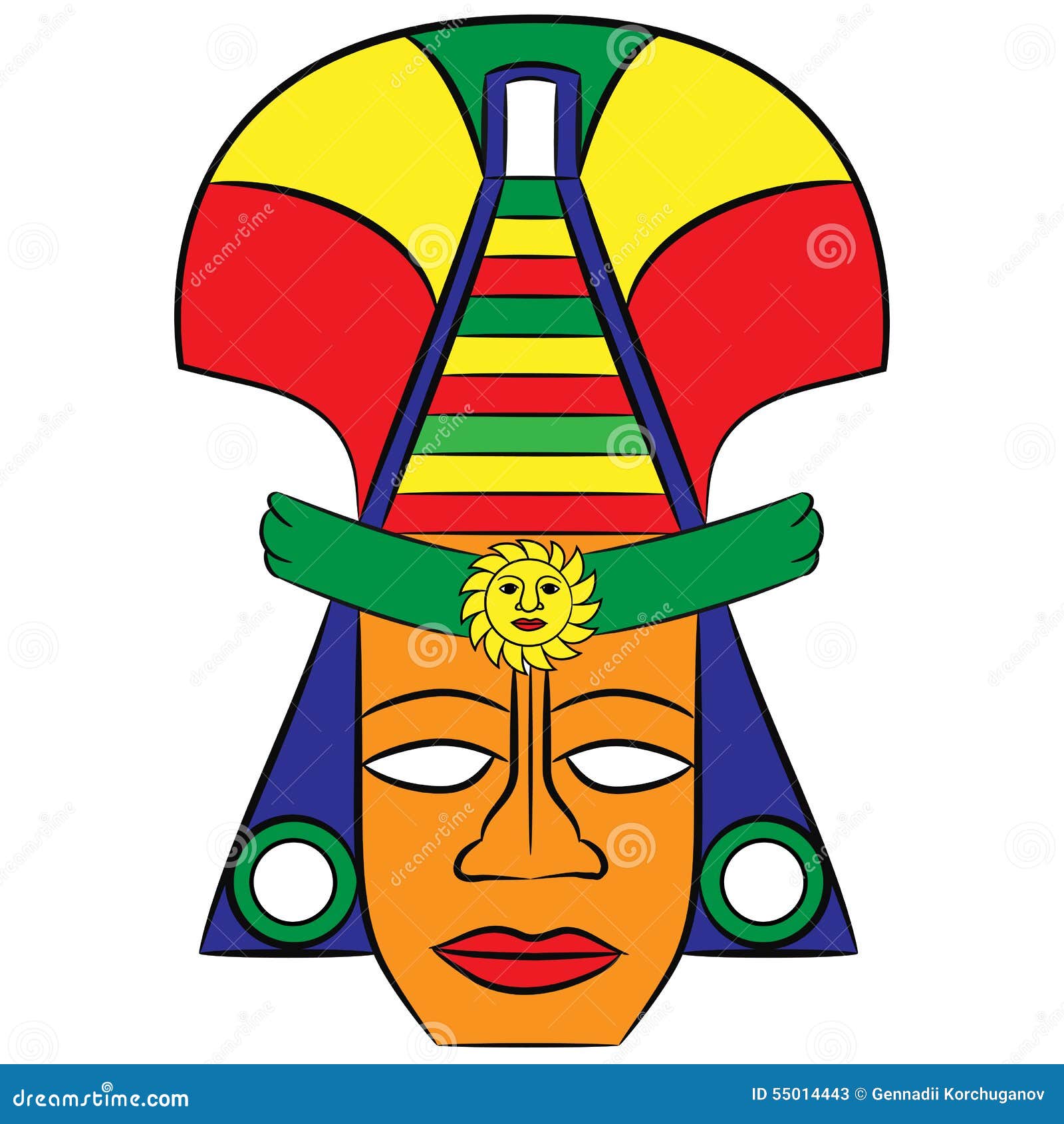 Mask Aztec, Tribal Mask, Digital Clip Art, Drawing, Illustration On ...