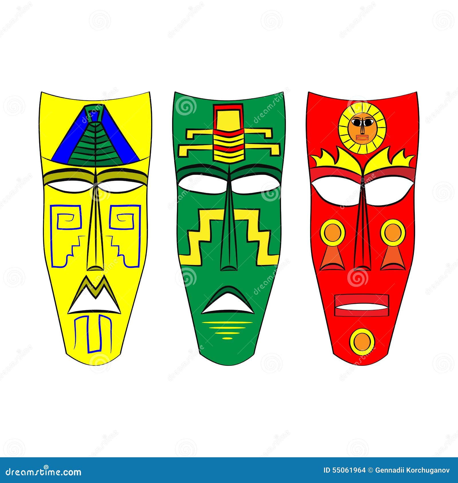 Mask Aztec, Tribal Mask, Digital Clip Art, Drawing, Illustration On ...