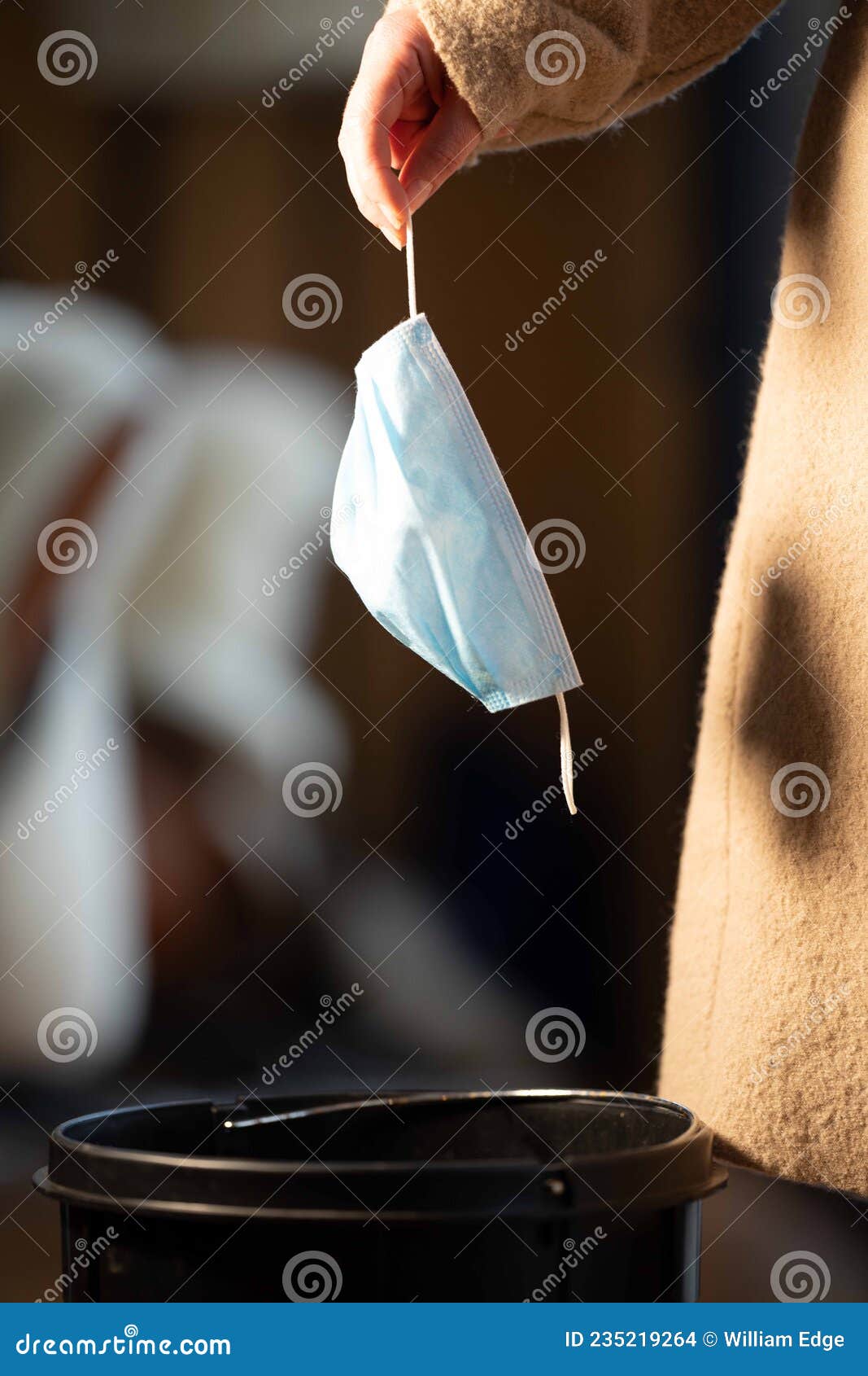 Mask in Bin, Rubbish, Garbage and Trash Stock Photo - Image of disease ...