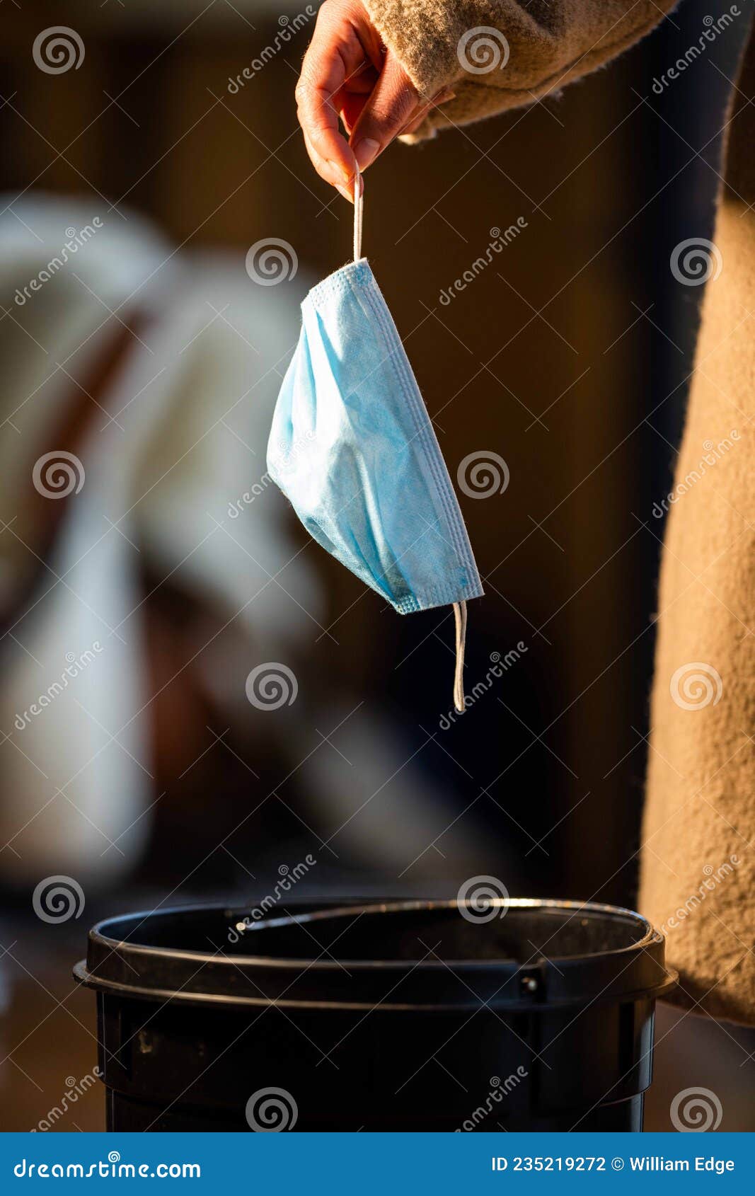Mask in Bin, Rubbish, Garbage and Trash Stock Photo - Image of health ...