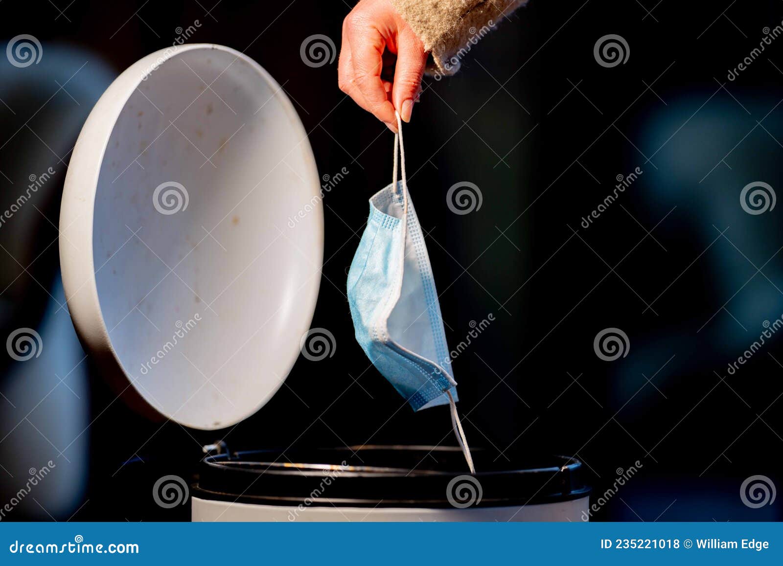 Mask in Bin, Rubbish, Garbage and Trash Stock Photo - Image of care ...