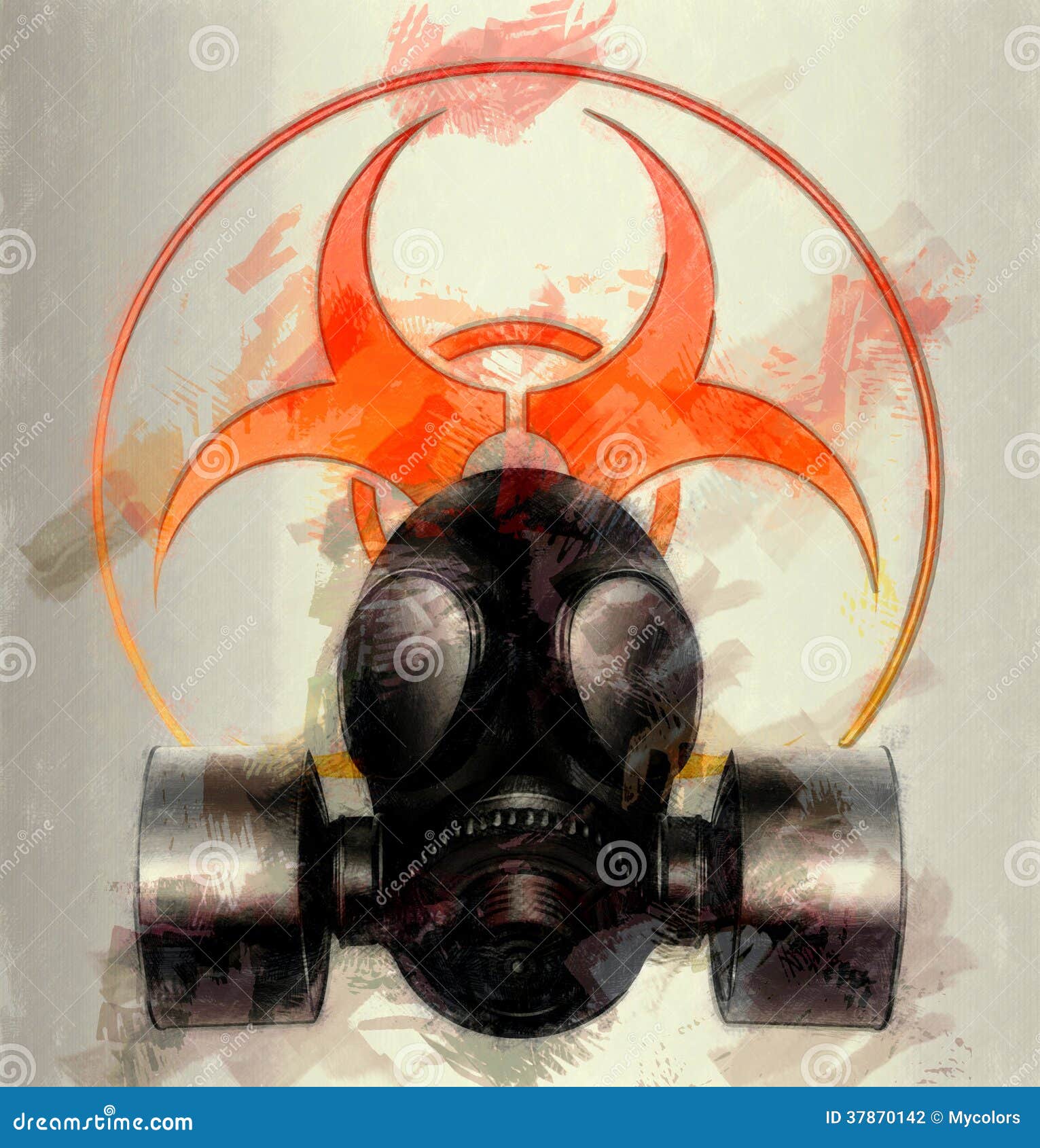 Mask with Biohazard Symbol - Sketch Stock Illustration - Illustration ...