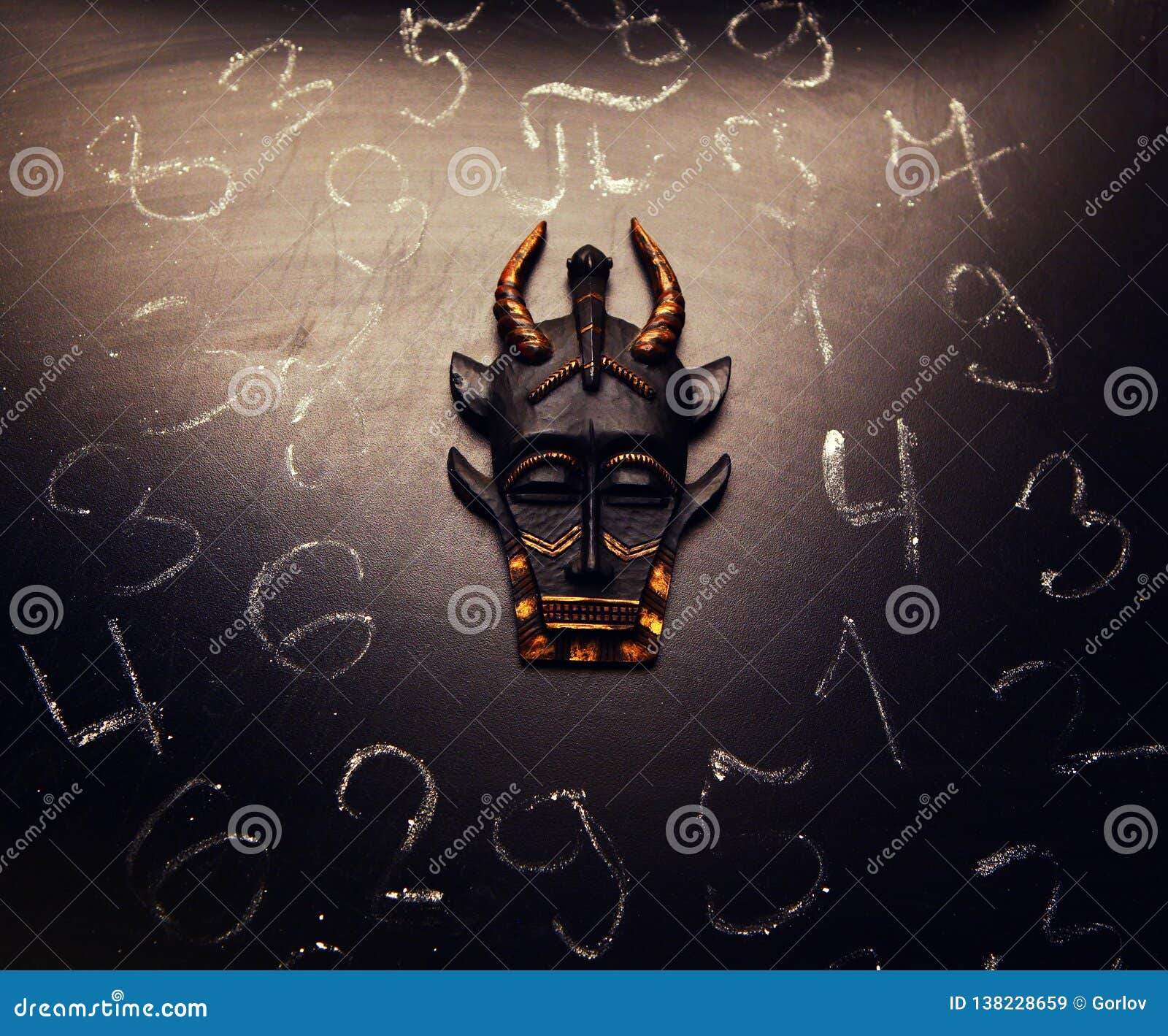 Mask Chalkboard Numbers Studio Stock Image - Image of mathematical ...