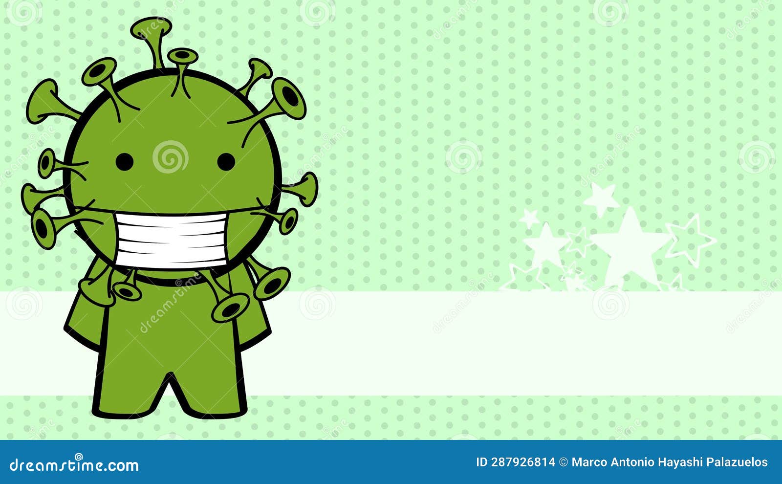 Mask Covid Cacharacter Cartoon Background Illustration Card Stock ...