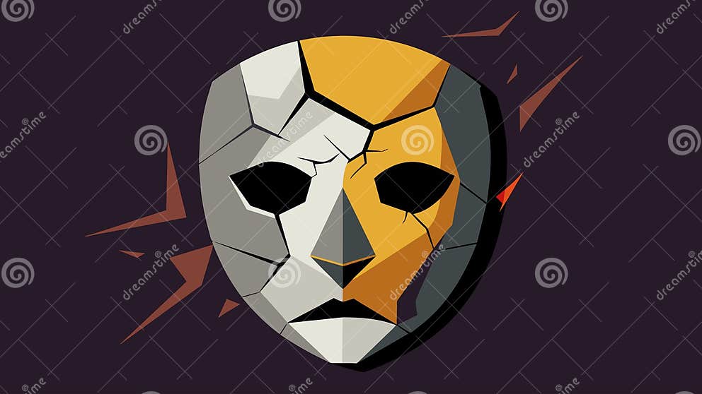 A Mask with a Cracked and Broken Surface Representing the Struggles and ...