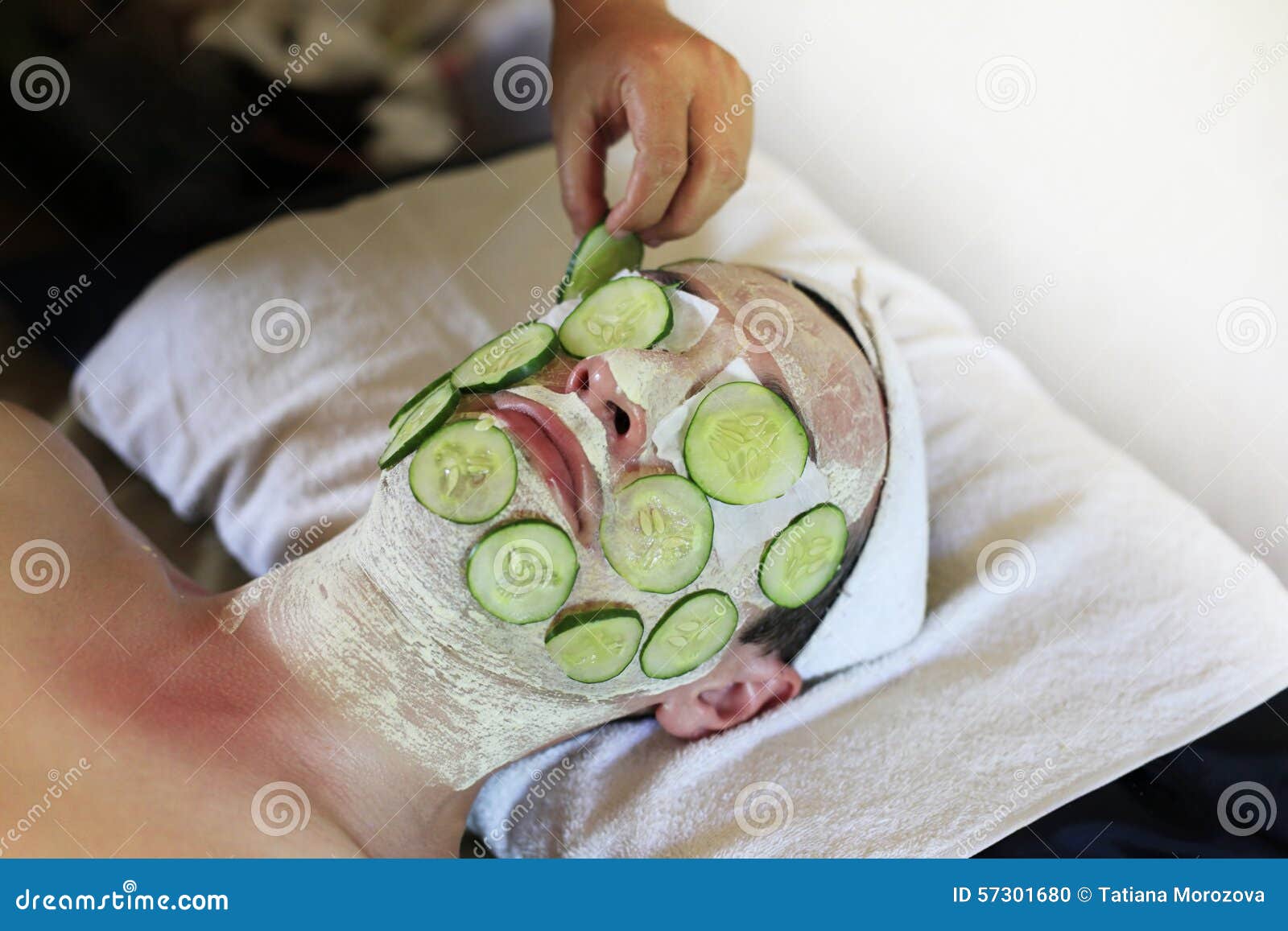 Mask from cucumbers stock photo. Image of skin, cleanse - 57301680