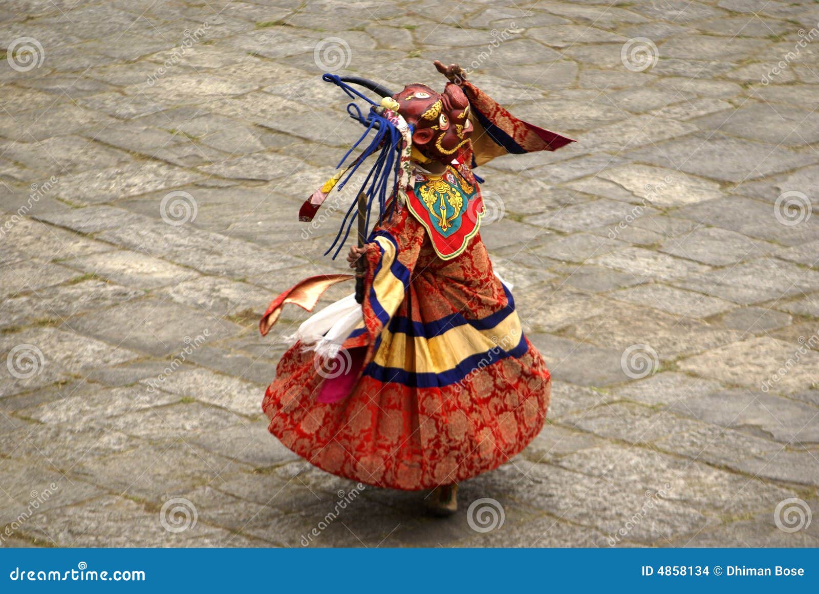 Mask dancer. stock photo. Image of dzong, festival, bhutan - 4858134