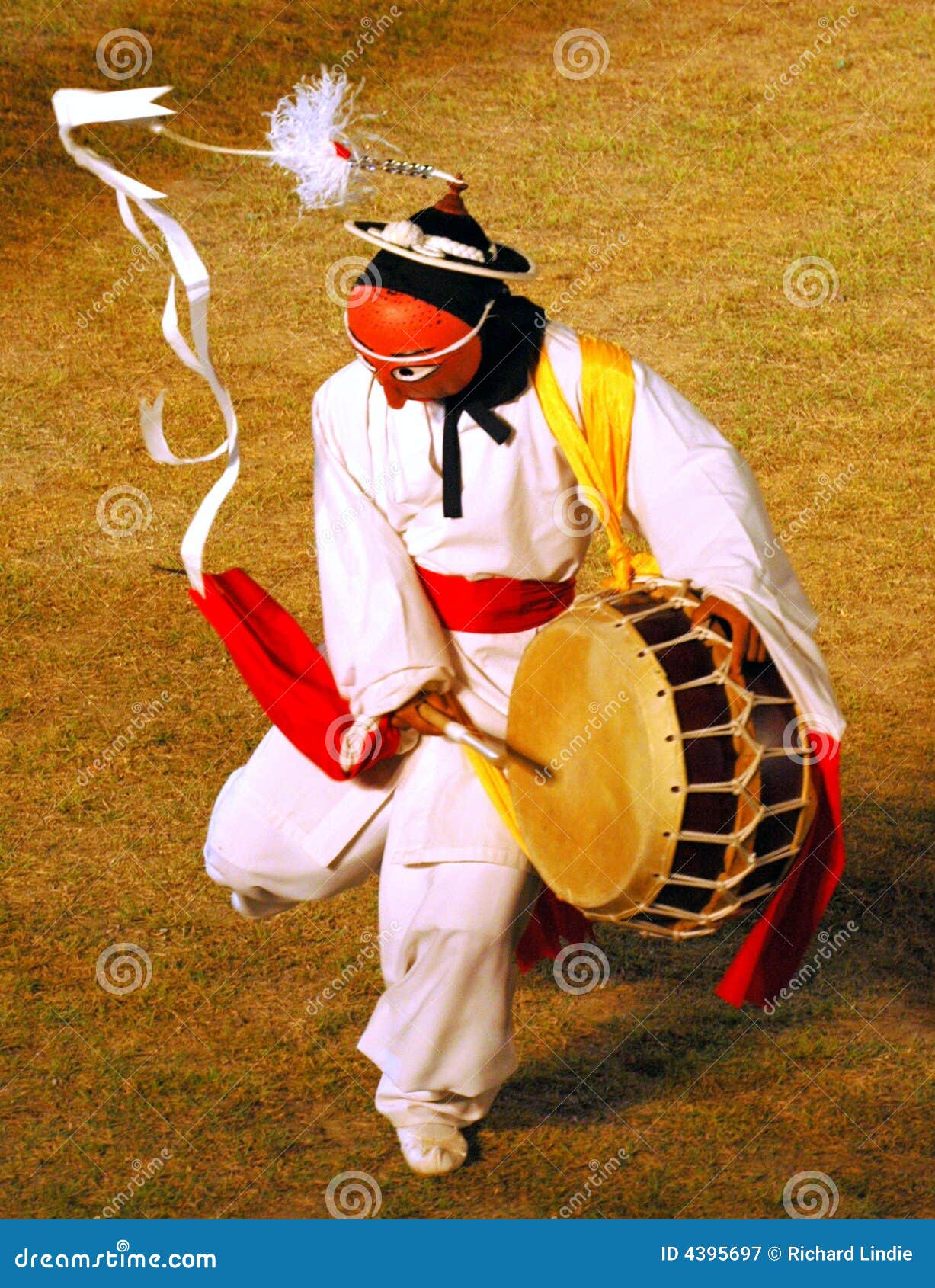Mask dancer with drum stock image. Image of play, show - 4395697