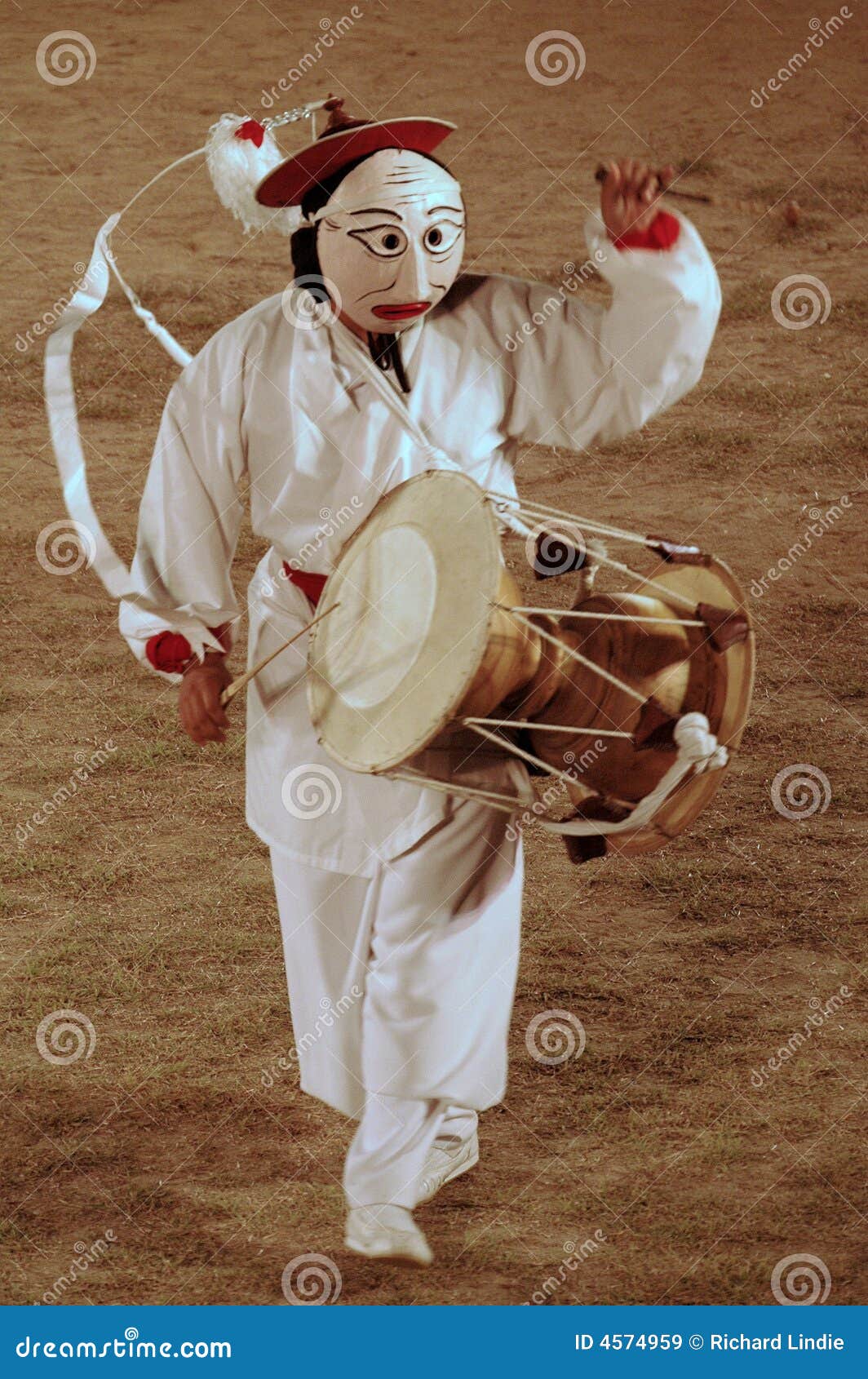 Mask dancer with drum stock image. Image of play, show - 4574959