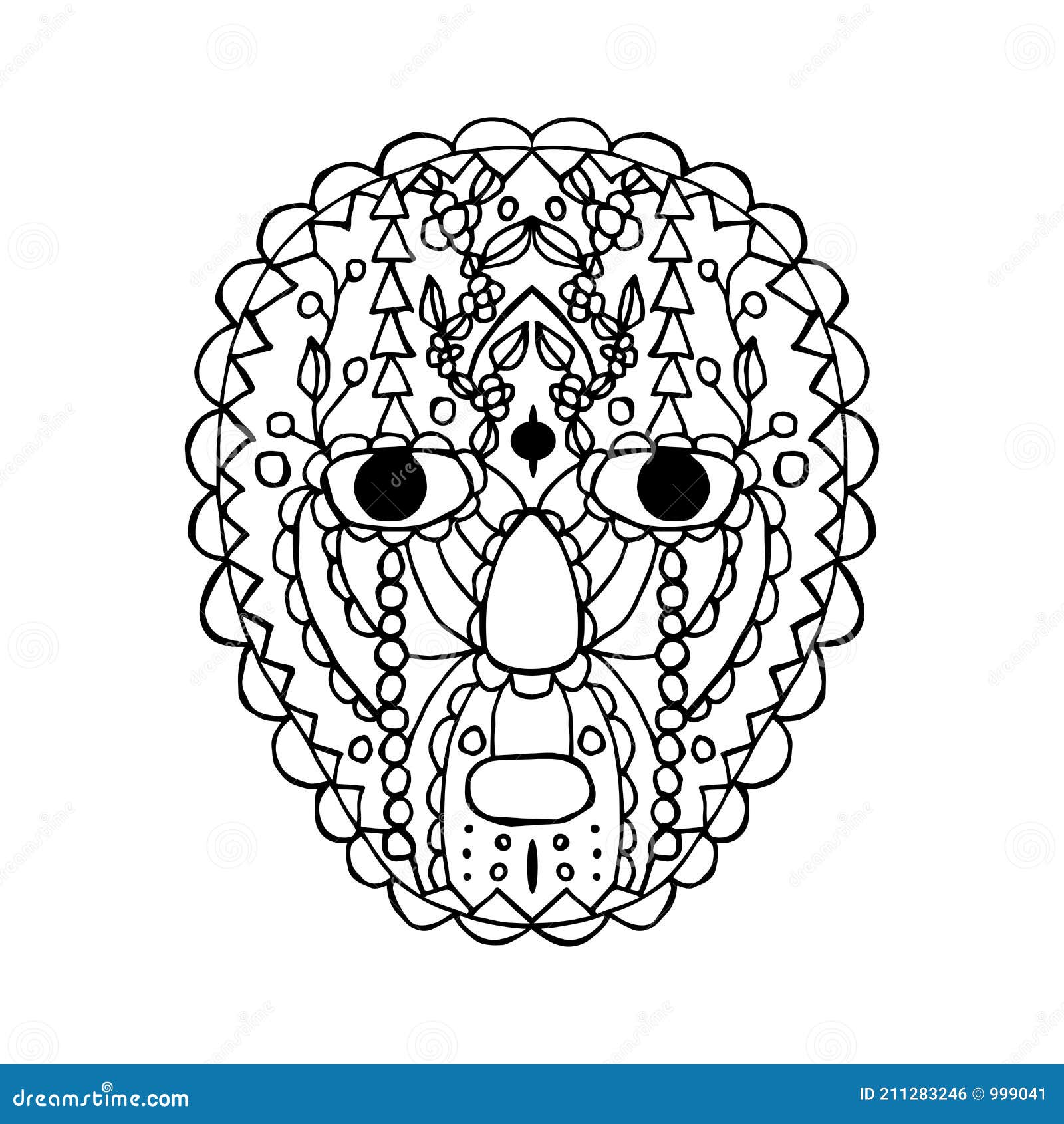 A Mask with a Decorative Pattern, a Scary Face. Vector Stock ...