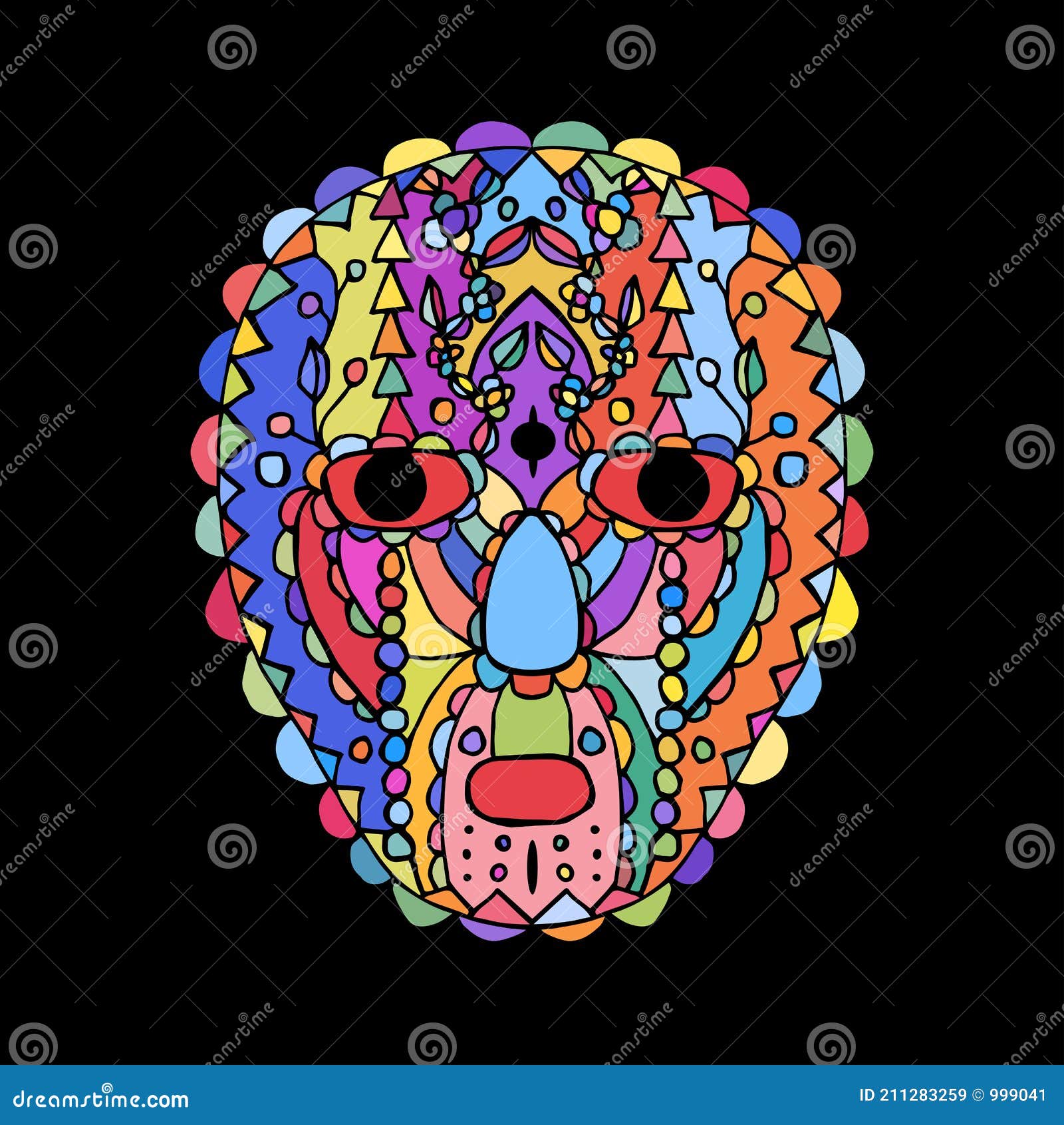 A Mask with a Decorative Pattern, a Scary Face. Vector Stock ...