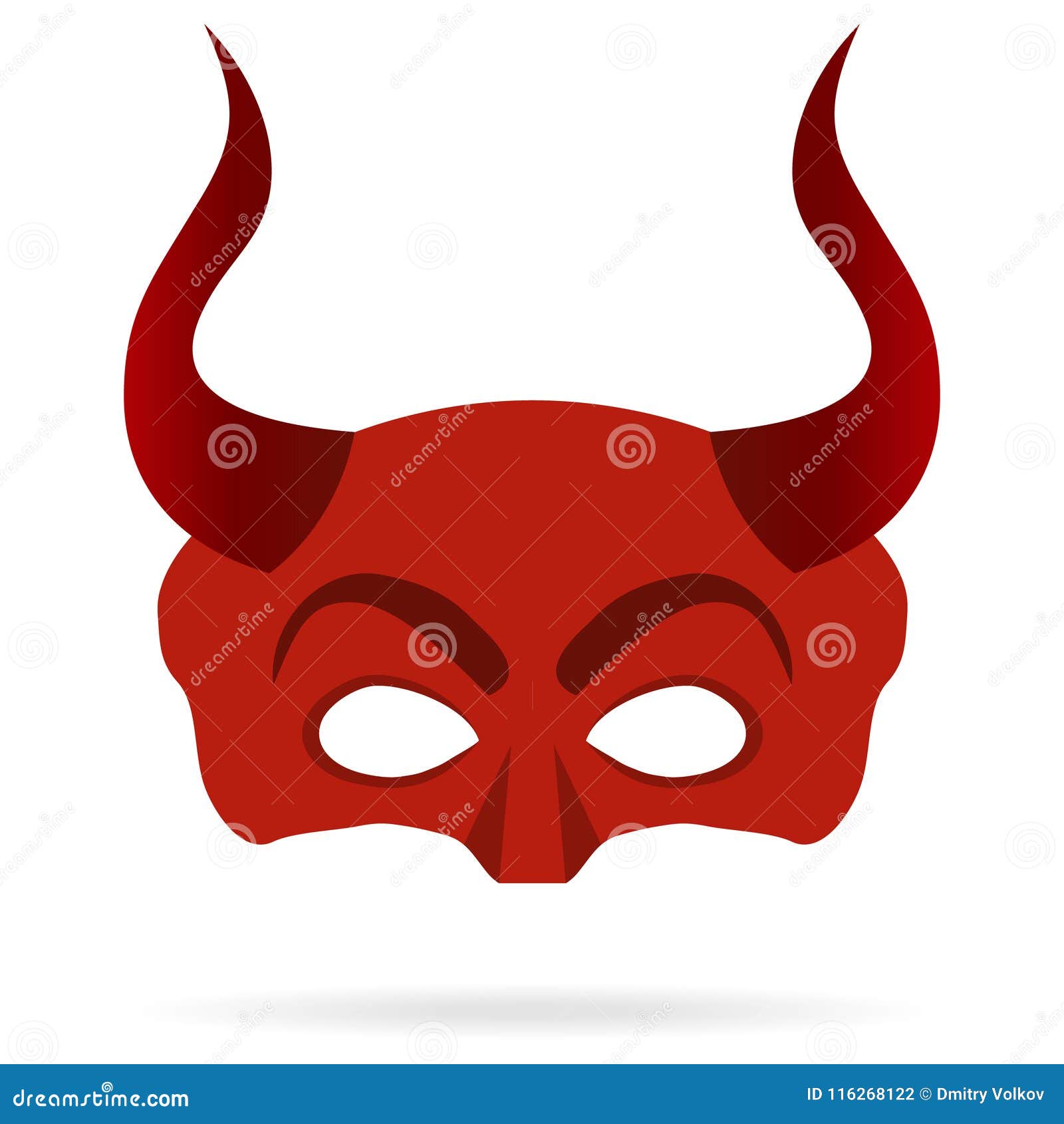 Mask of the Devil with Horns, Red Mask of the Devil. Stock Illustration ...