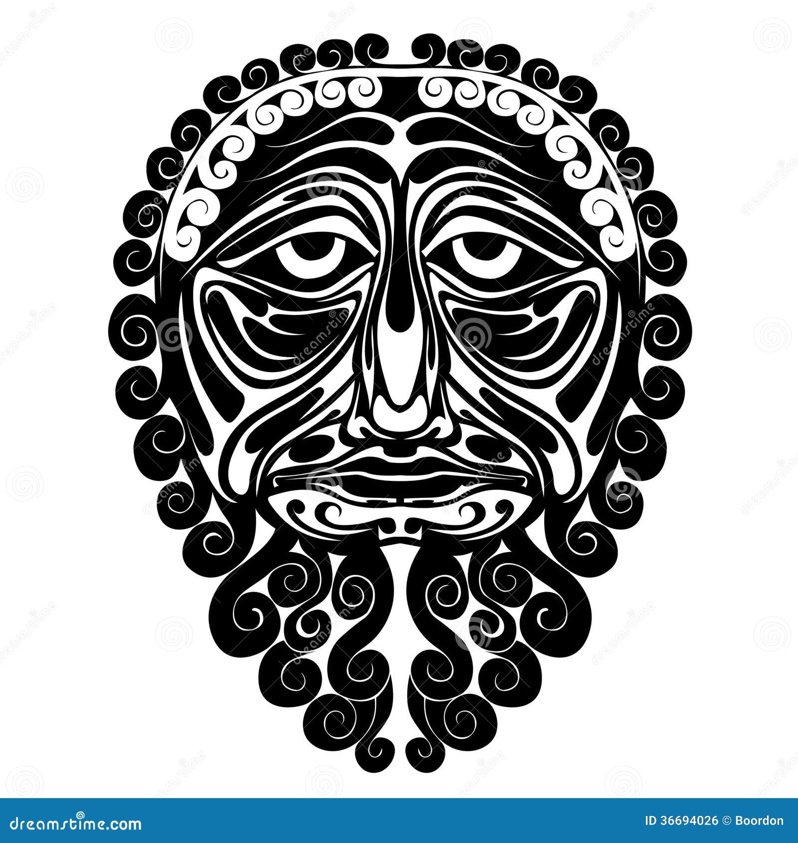 Mask Face Demon Spirit Silhouette Stock Vector - Illustration of demon ...
