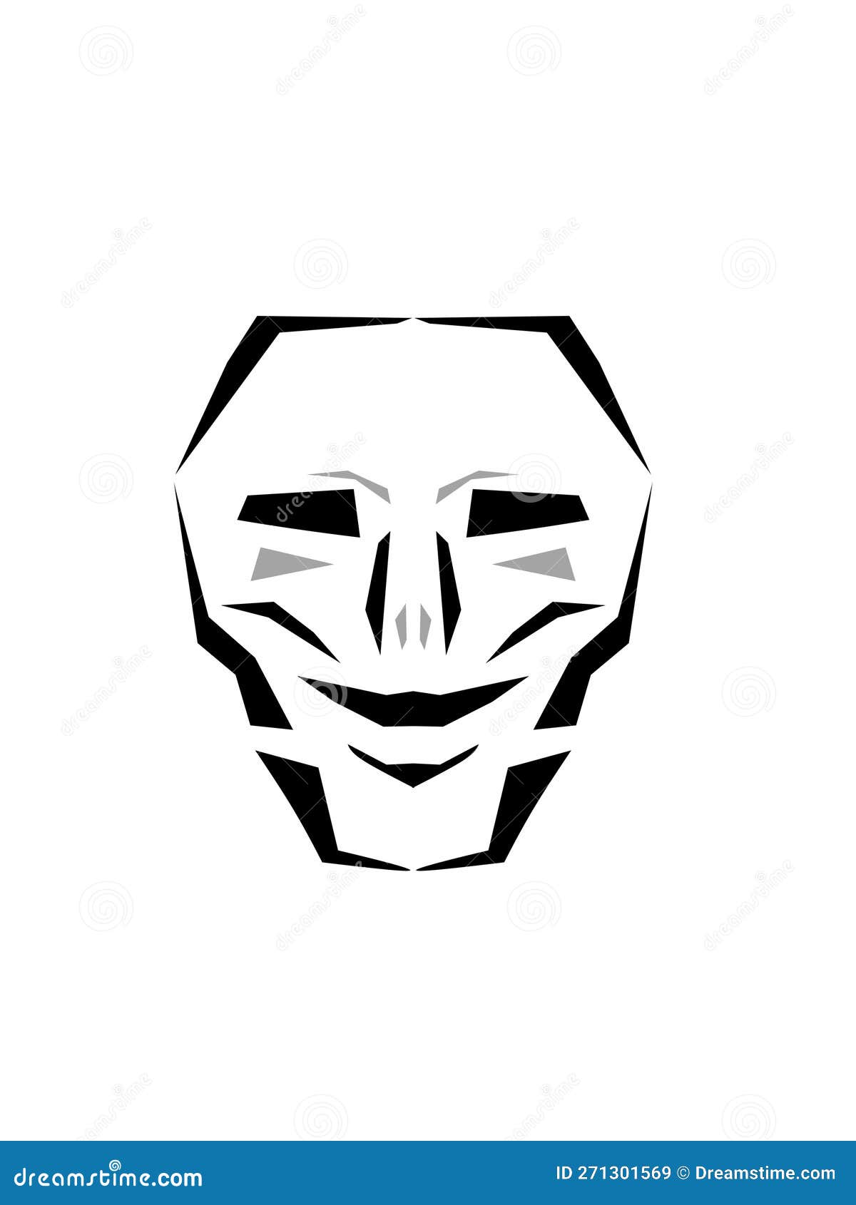 Mask Face Vector Logo, Black and White Design, Isolated on White ...