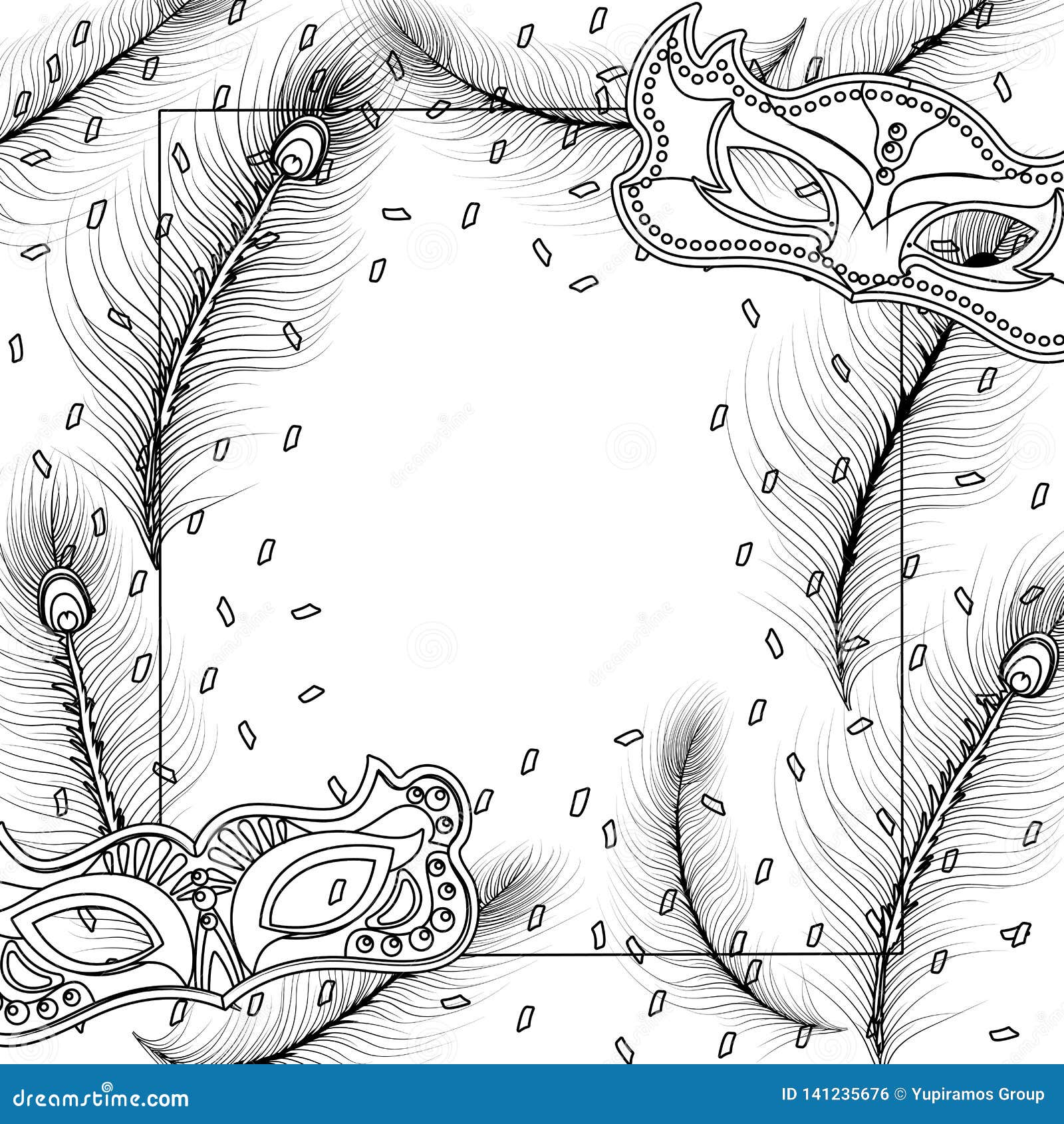 Mask and feather stock vector. Illustration of party - 141235676