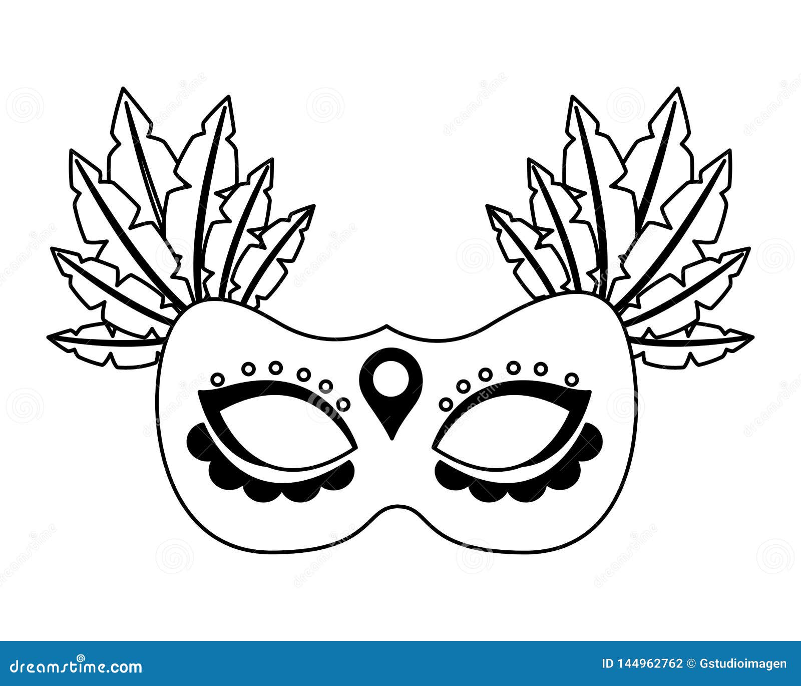 Mask with feather carnival stock vector. Illustration of elegance ...