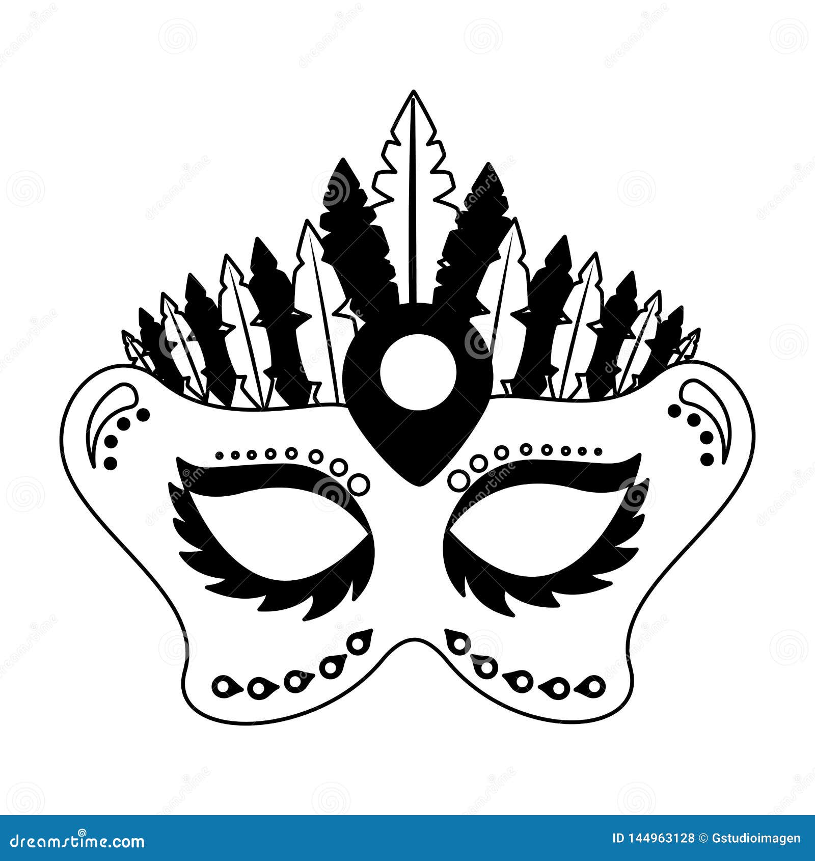 Mask with feather carnival stock vector. Illustration of festive ...