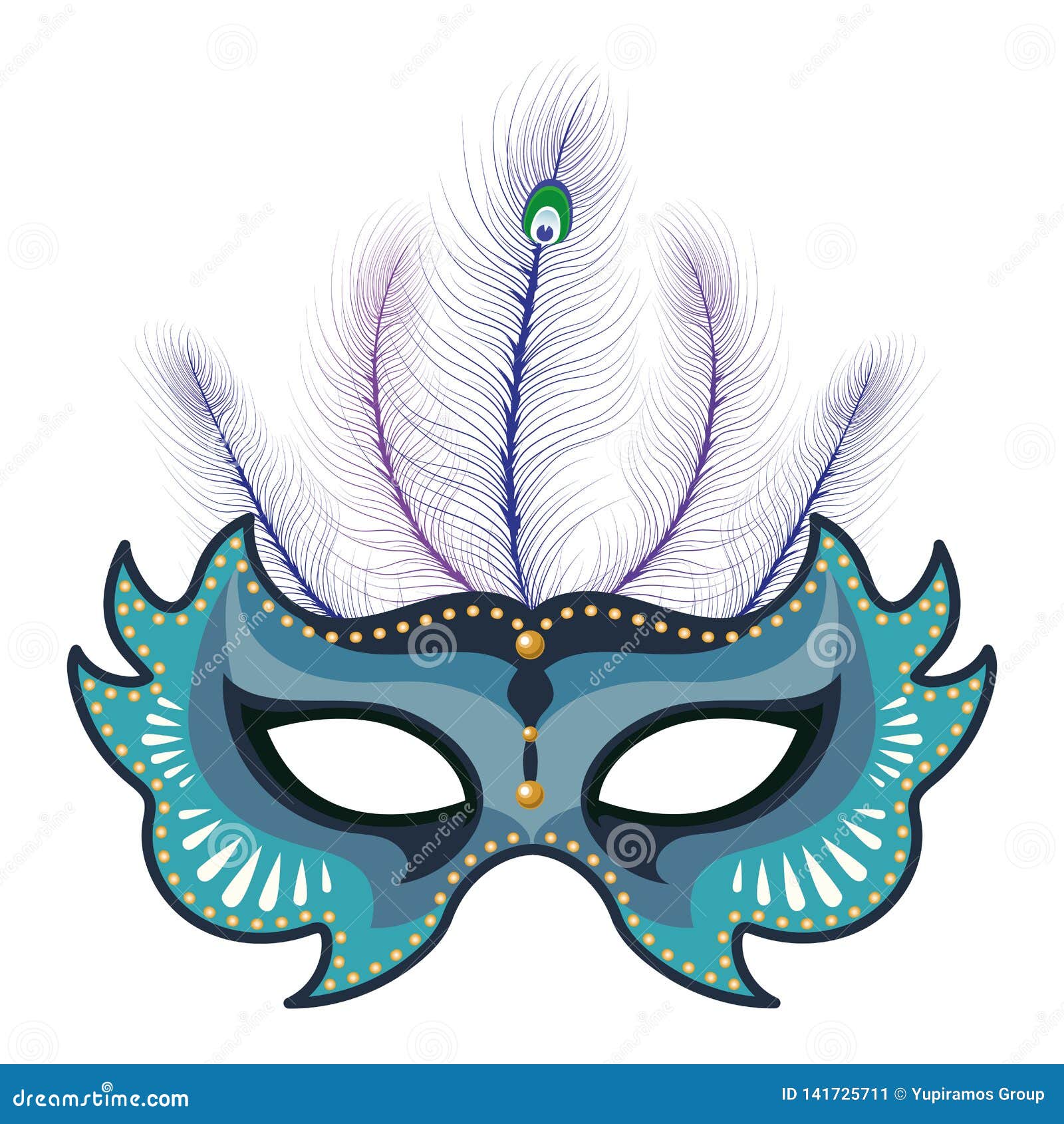Mask with feather stock vector. Illustration of holiday - 141725711
