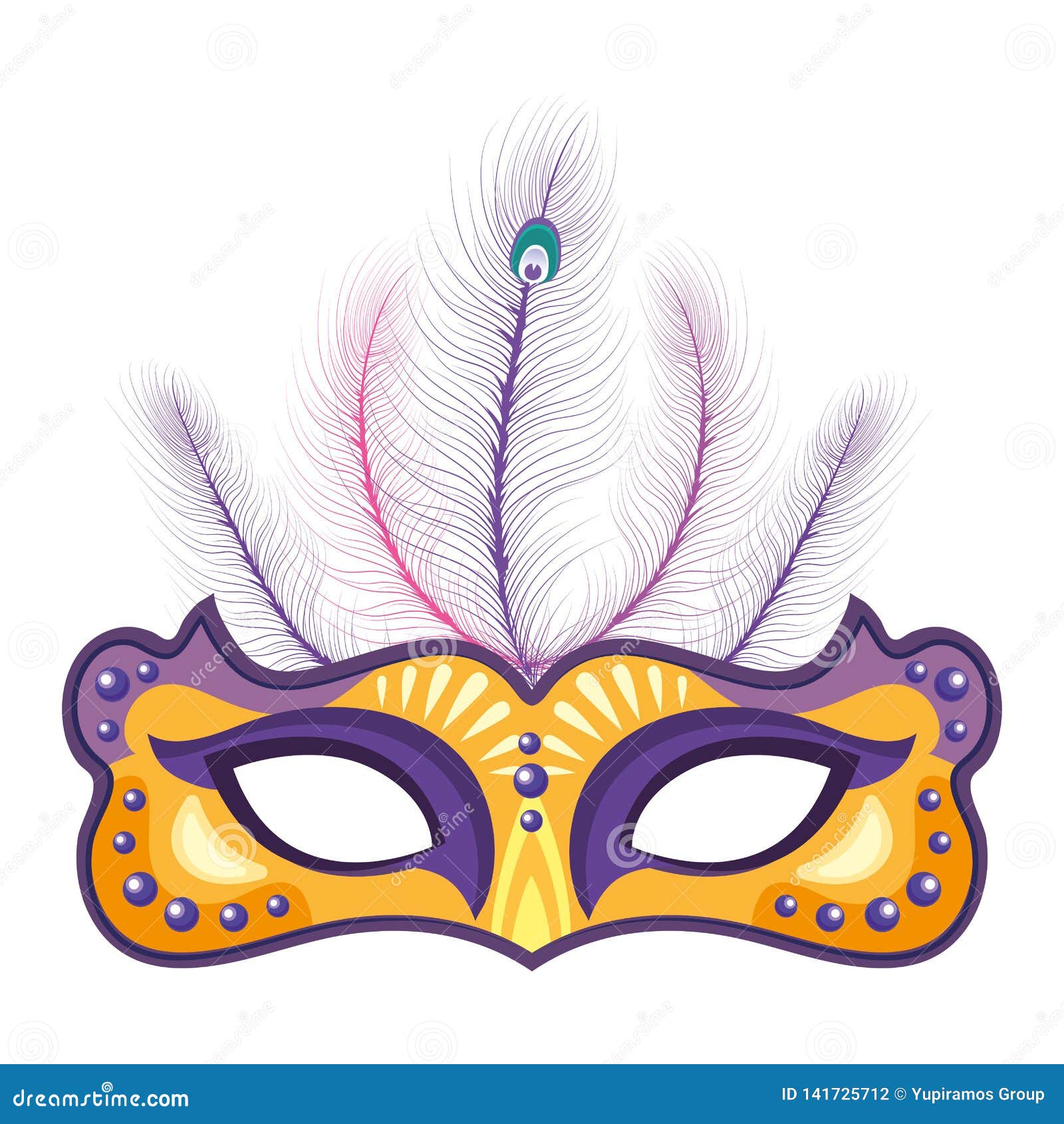 Mask with feather stock vector. Illustration of orleans - 141725712